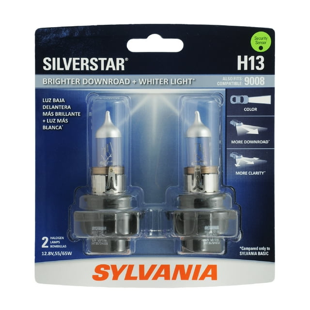 Sylvania H13 SilverStar Halogen Headlight Bulb, 2 Pack, Compatible with ...