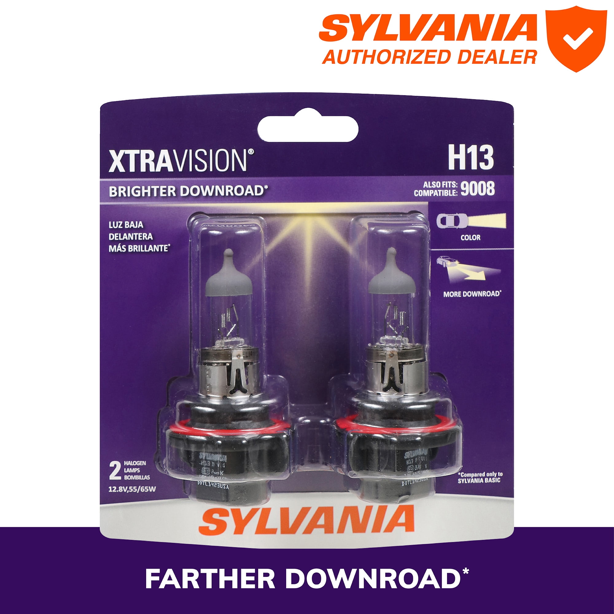 SYLVANIA H13 XtraVision Halogen Headlight Bulb, 2 Pack - Walmart ...