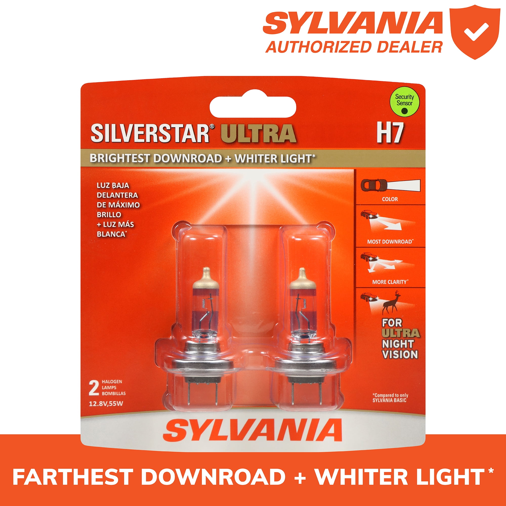 SYLVANIA H7 SilverStar ULTRA Halogen Headlight Bulb, 2 Pack - Walmart.com