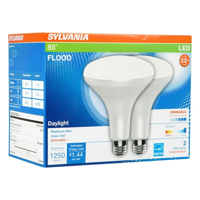 SYLVANIA LED BR40 85 Watt Dimmable Daylight Bulb, 2 Pack, Indoor ...