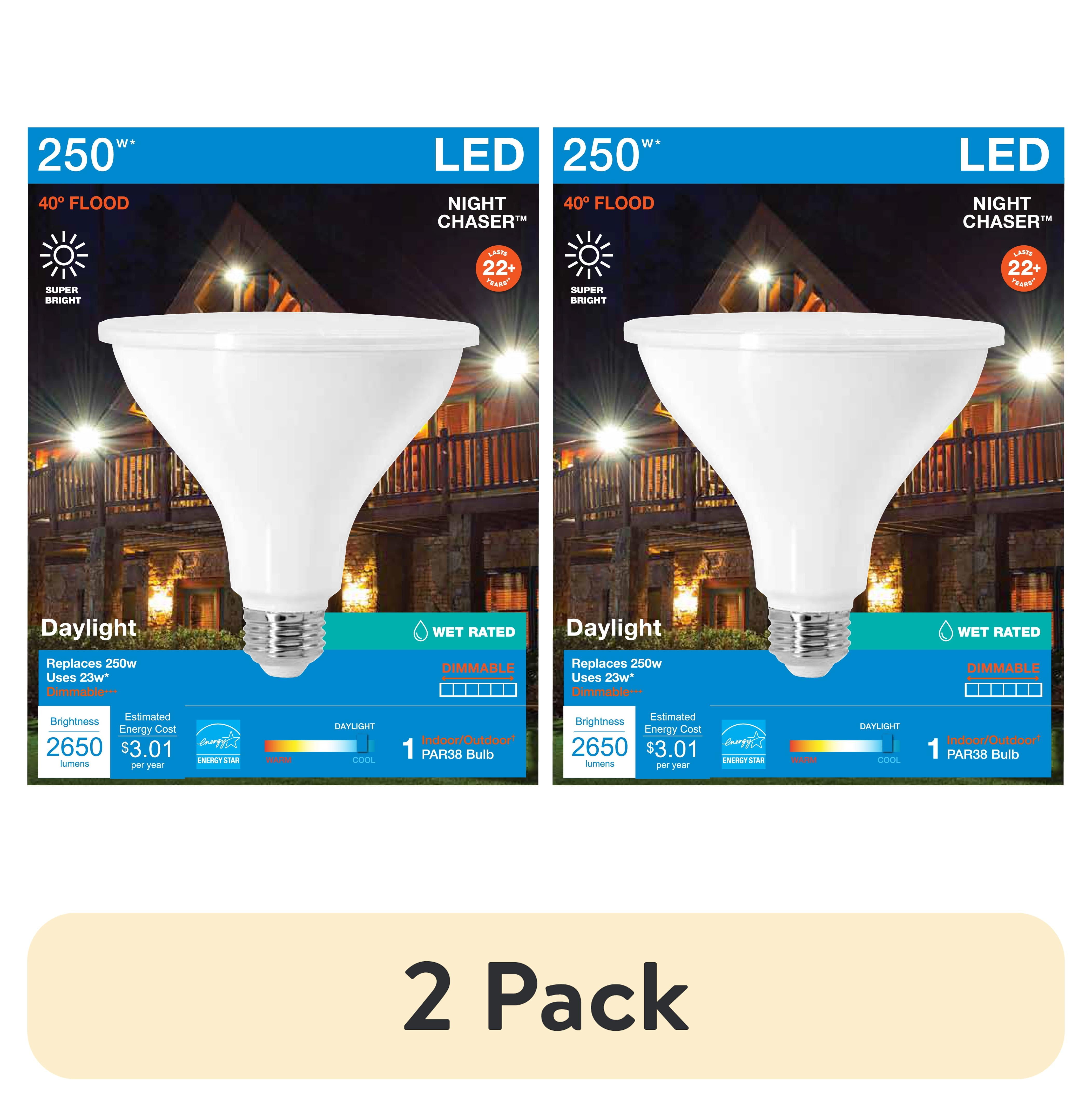(2 pack) SYLVANIA PAR38 Night Chaser LED Light Bulb 250W, 40* Beam ...