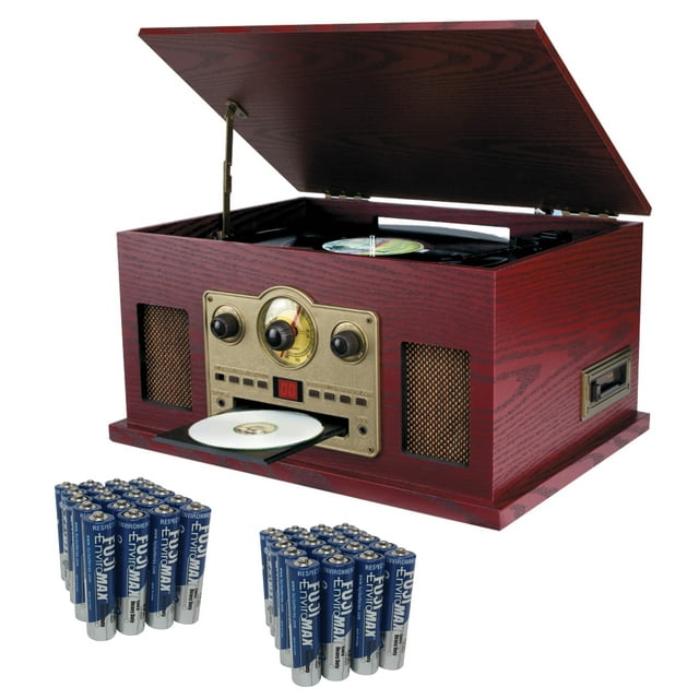 SYLVANIA SRCD838 Nostalgia 5-in-1 Turntable/CD/Radio/Cassette Player ...