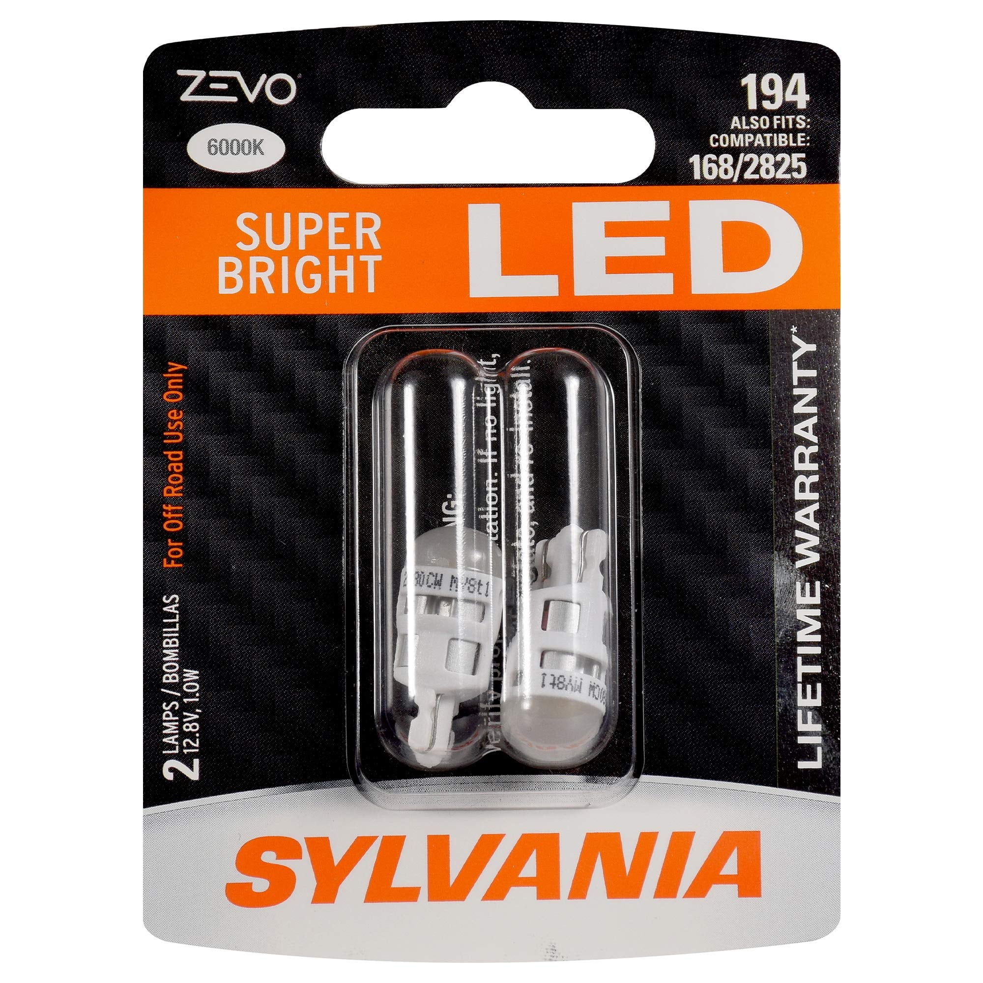 SYLVANIA ZEVO 194 T10 W5W White LED Bulb, (Contains 2 bulbs) C17 - Walmart.com