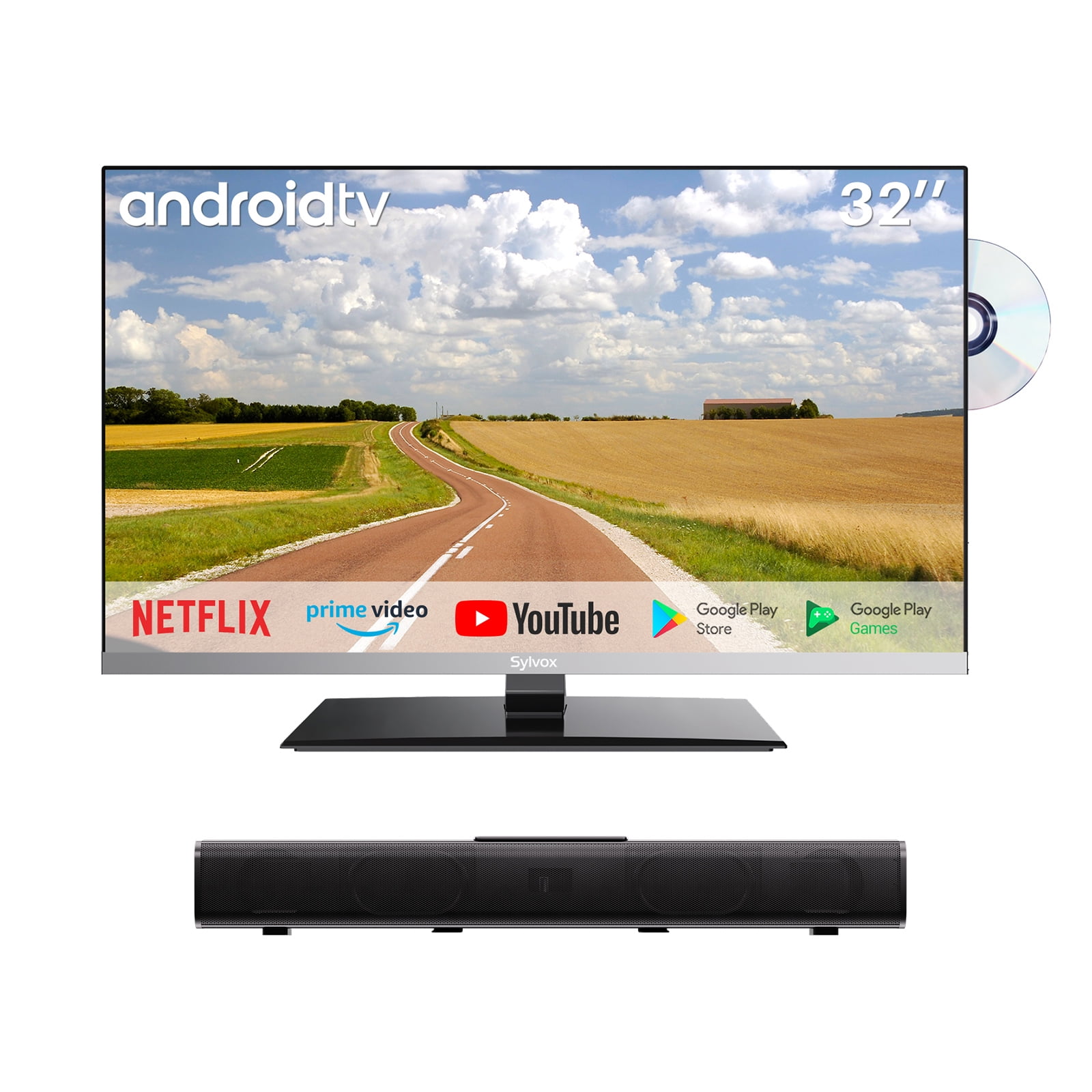 SYLVOX 12 Volt TV with Soundbar, 32" RV TV with DVD Player, 1080P ...