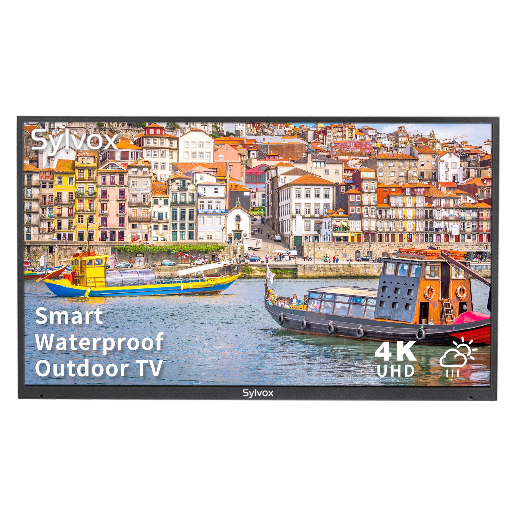 SYLVOX 55 inch Outdoor TV for Partial Sun, 1000 Nits 4K UHD TV IP55 ...
