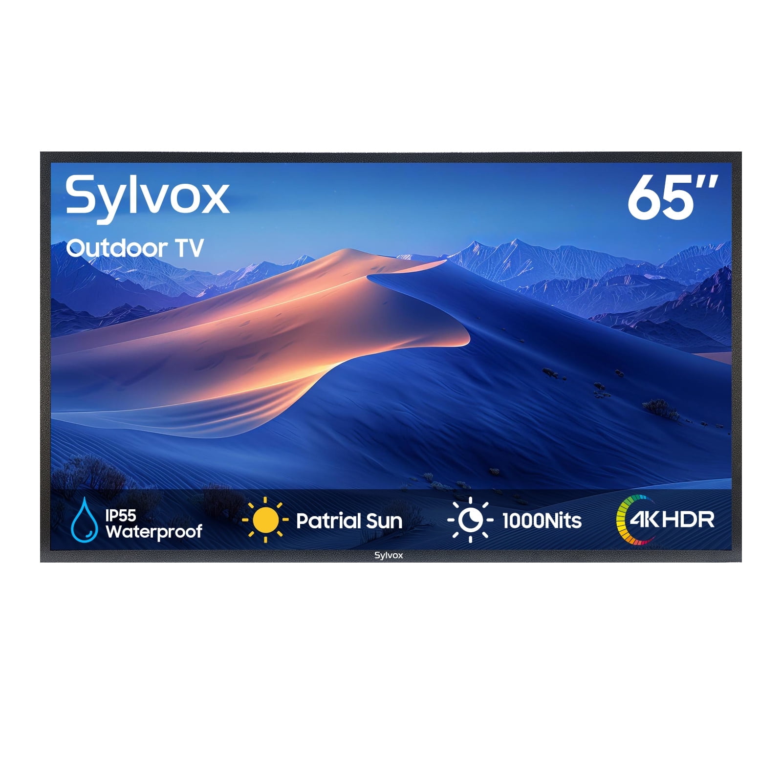 SYLVOX 65 inch Partial Sun Outdoor TV, IP66 Waterproof Outdoor TV with ...