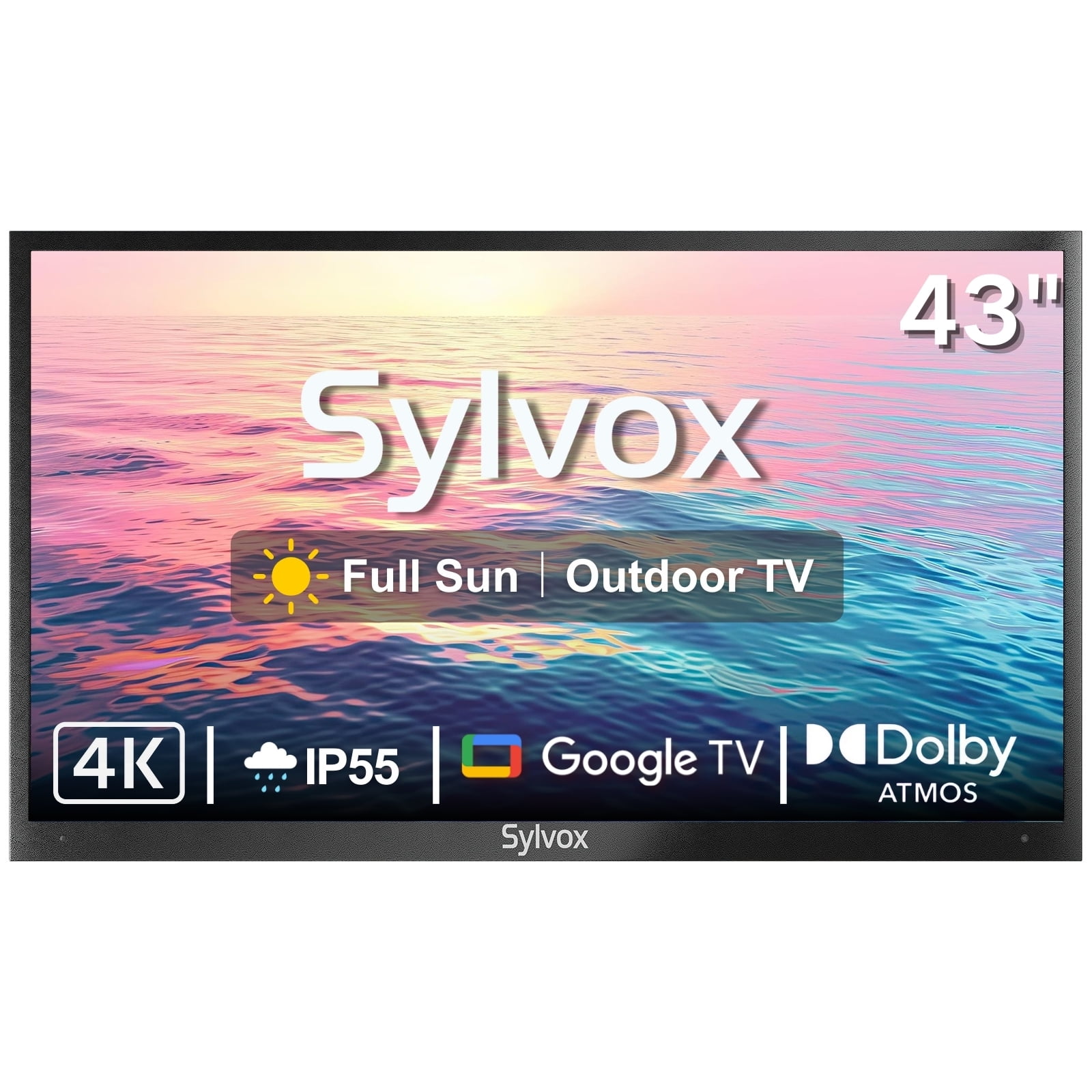 SYLVOX 43" Full Sun Outdoor TV, 4K UHD Smart Outdoor TV Runs Google OS ...
