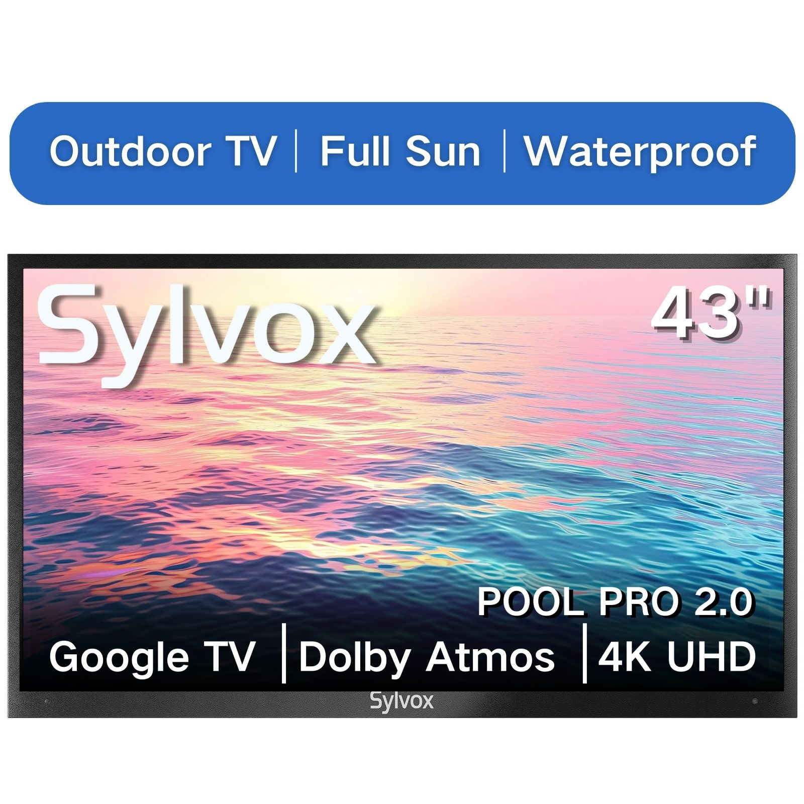 SYLVOX Outdoor TV, 43 inch Full Sun Smart Outdoor TV, Weatherproof TV ...
