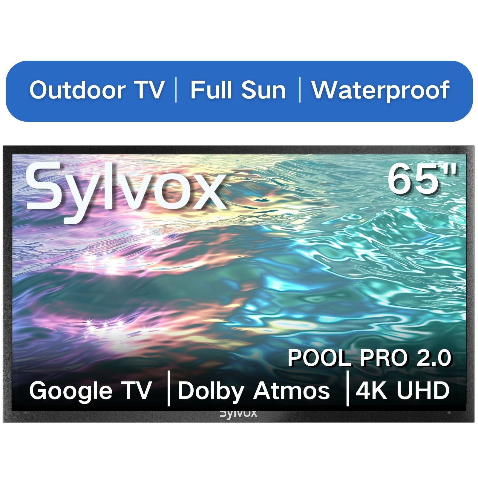 SYLVOX Outdoor TV, 65 inch Full Sun Smart Outdoor TV, Weatherproof TV ...