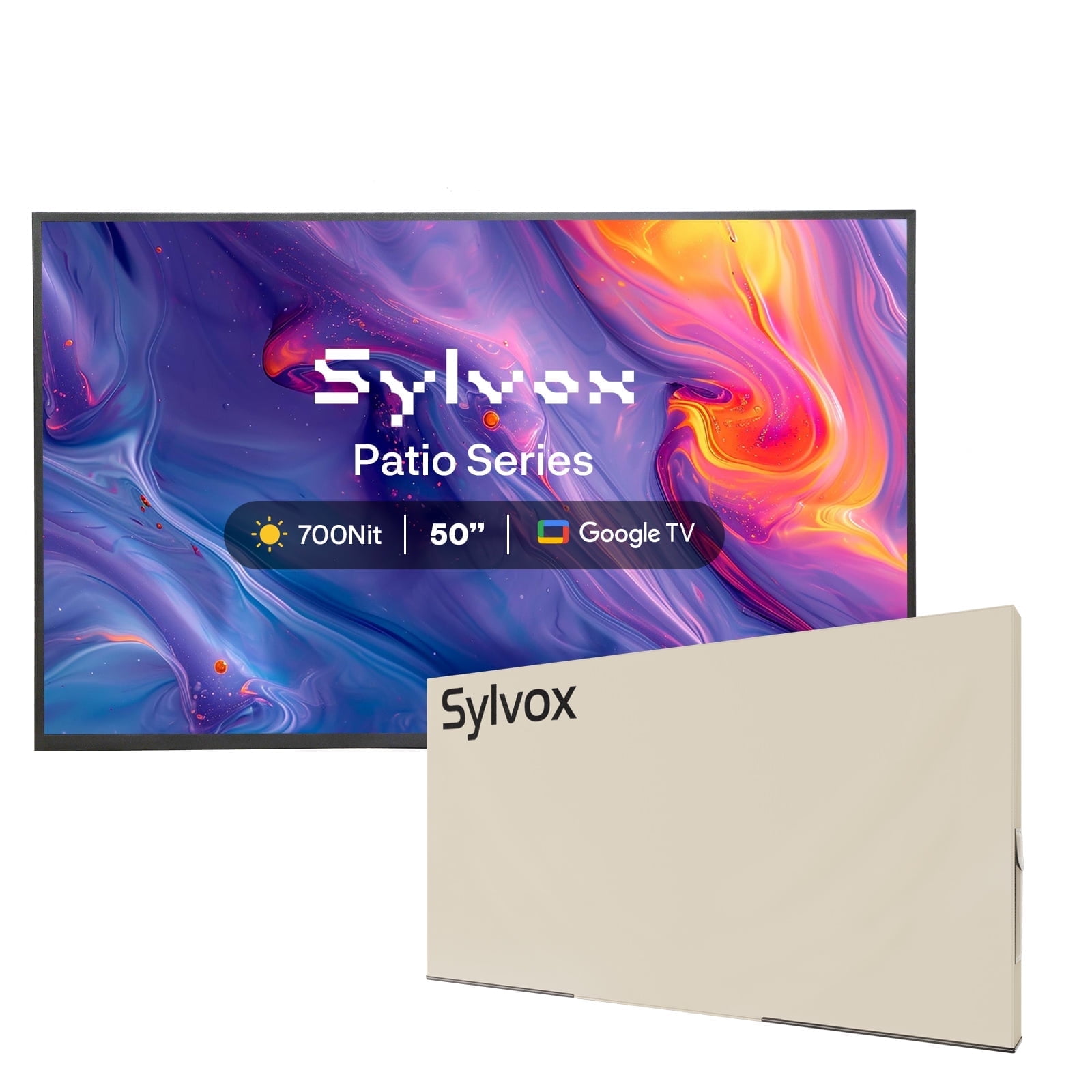 SYLVOX Smart Outdoor TV with Cover, 50" 4K UHD 700nits Weatherproof ...