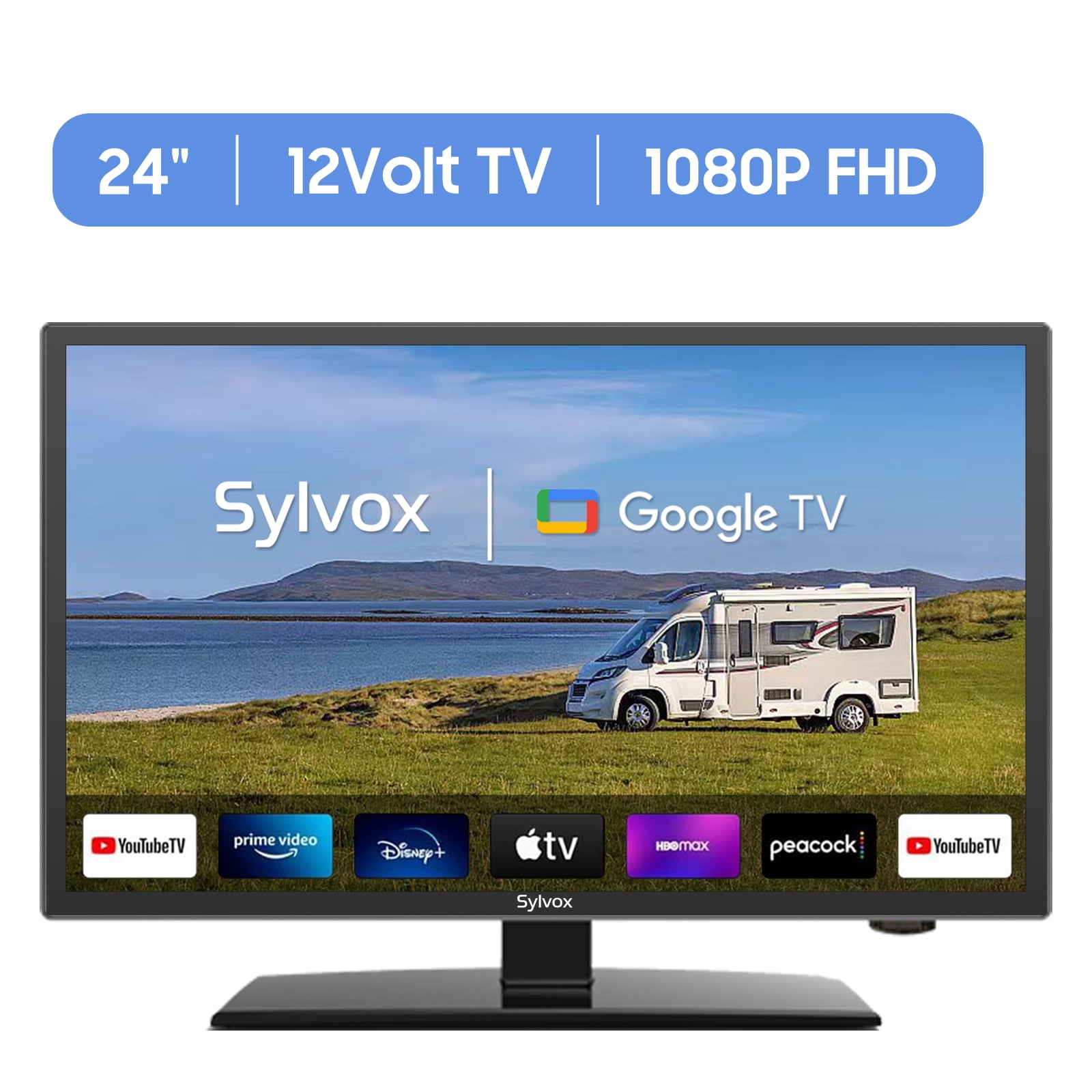 SYLVOX 24'' HD Flat Screen Smart RV TV, 1080P FHD, Google TV with ...