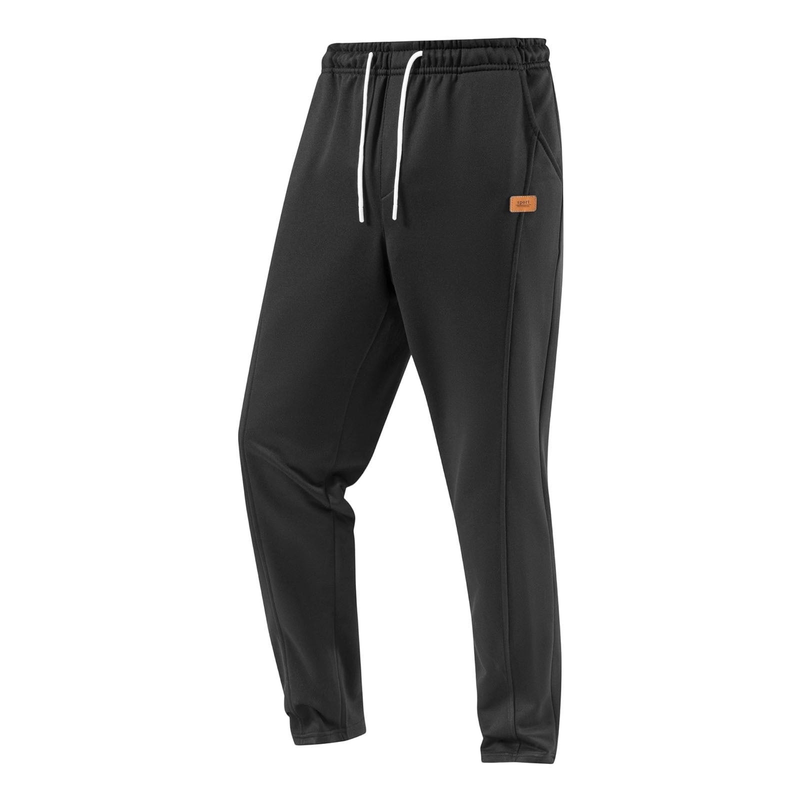 SYMOID Men's Black Size L Polyester Sweatpants - Relaxed Tapered Leg ...