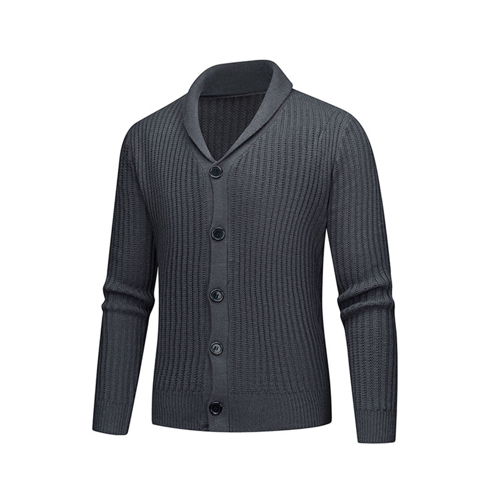 SYMOID Mens Gray Soft Acrylic Knit Cardigan Sweaters - Shawl Collar ...