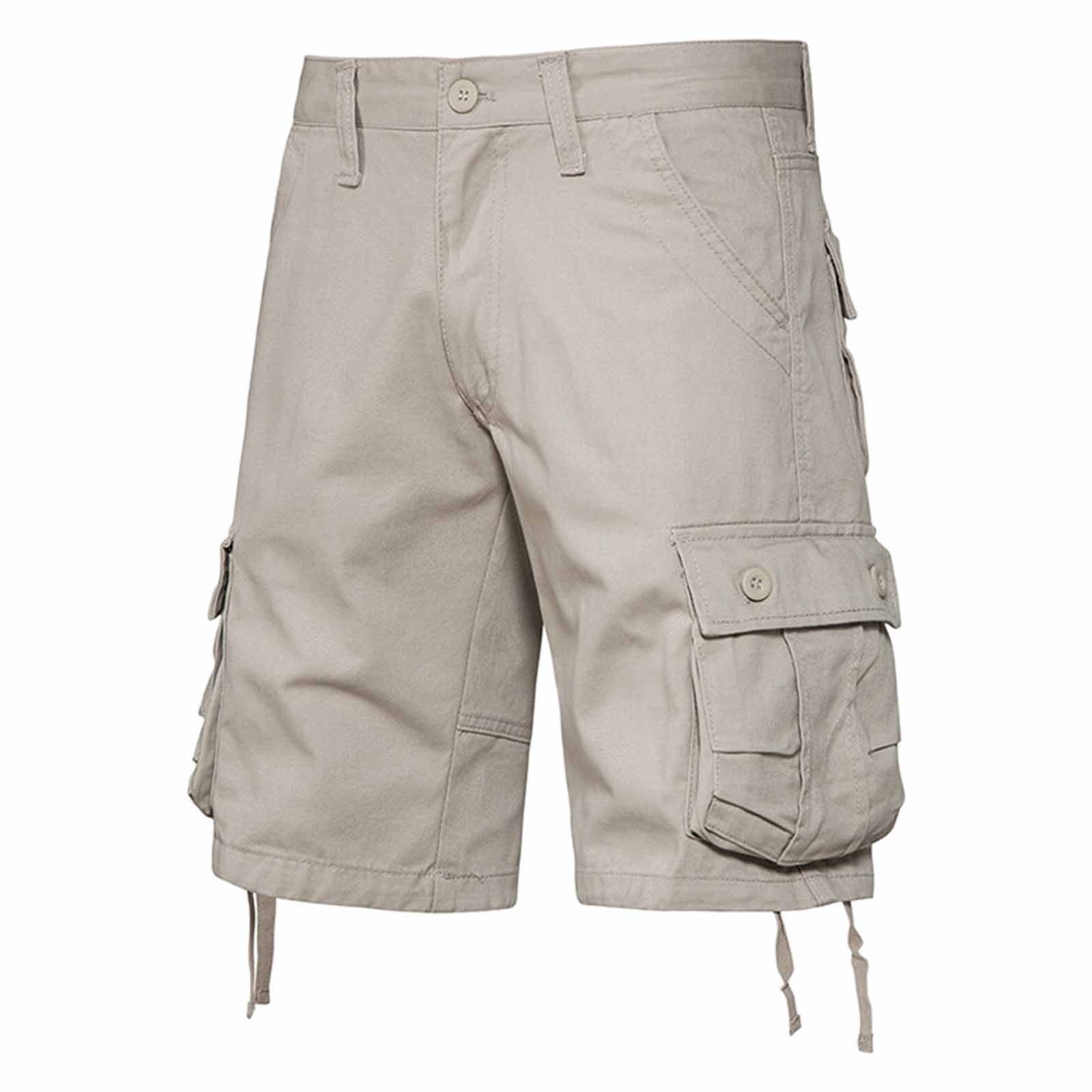SYMOID Mens Polyester Cargo Shorts with Button Closure and Multi ...