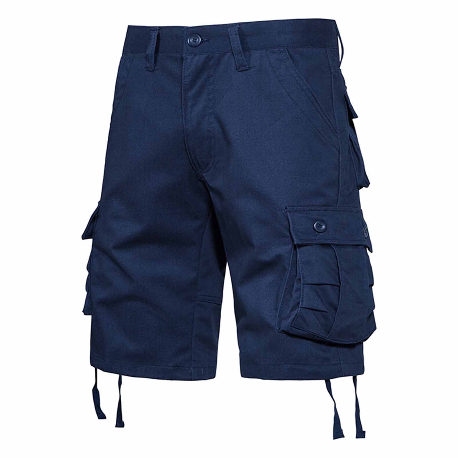 SYMOID Mens Polyester Cargo Shorts with Button Closure and Multi ...