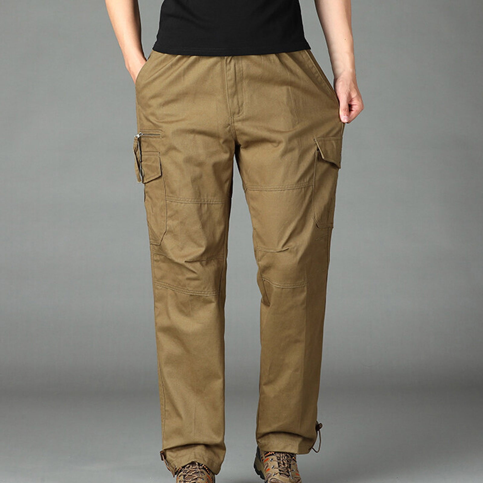 SYMOID Mens Size 5XL Pants Cargo Work with Elastic Waist, Relaxed Fit ...