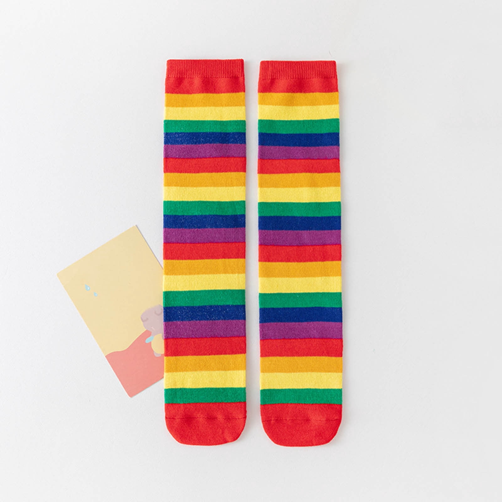 SYMOID Red Rainbow Knee High Socks for Girls - Cotton, Soft ...