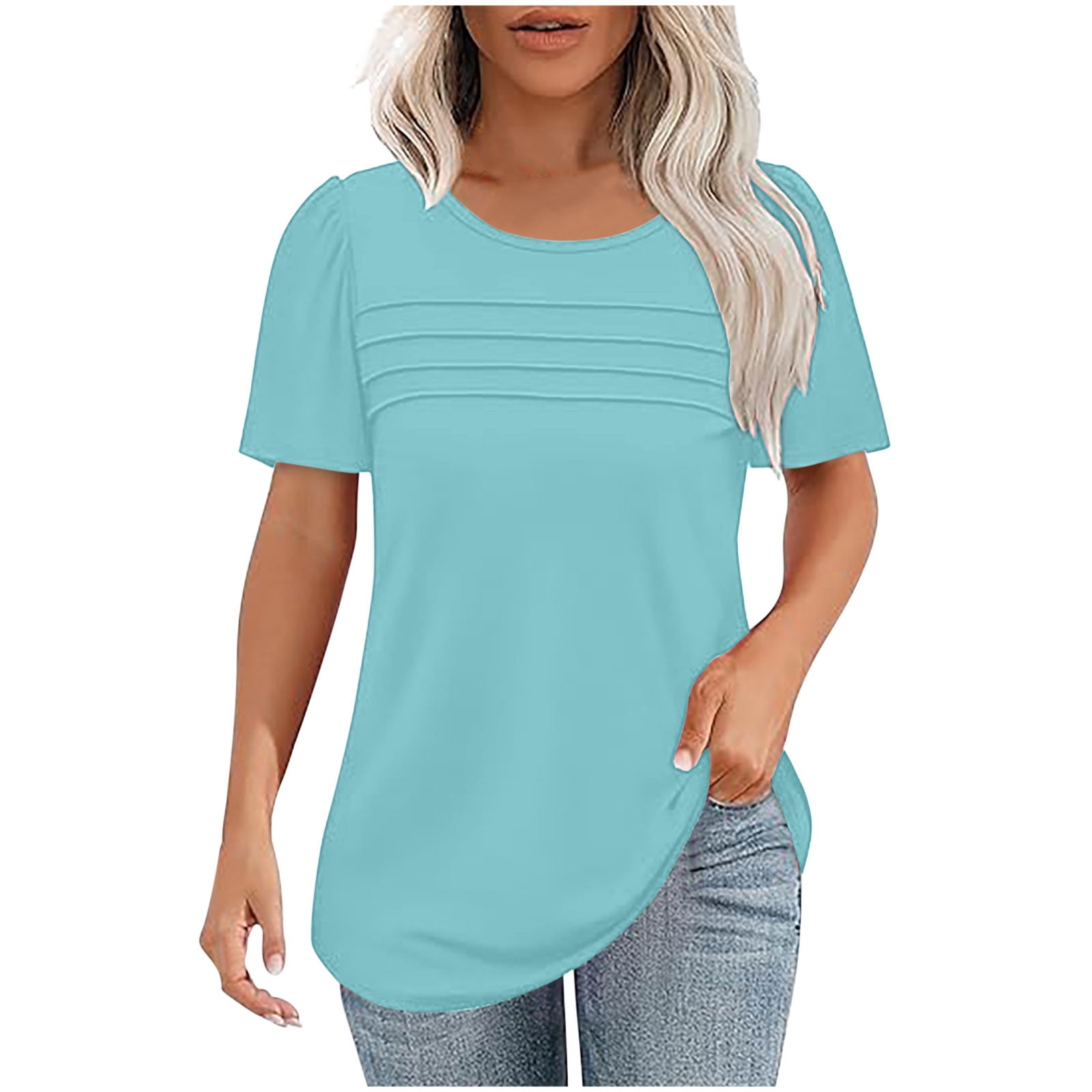 SYMOID Summer Tunics Top for Women 2025 Women's Scoop Neck Shirts Tops ...