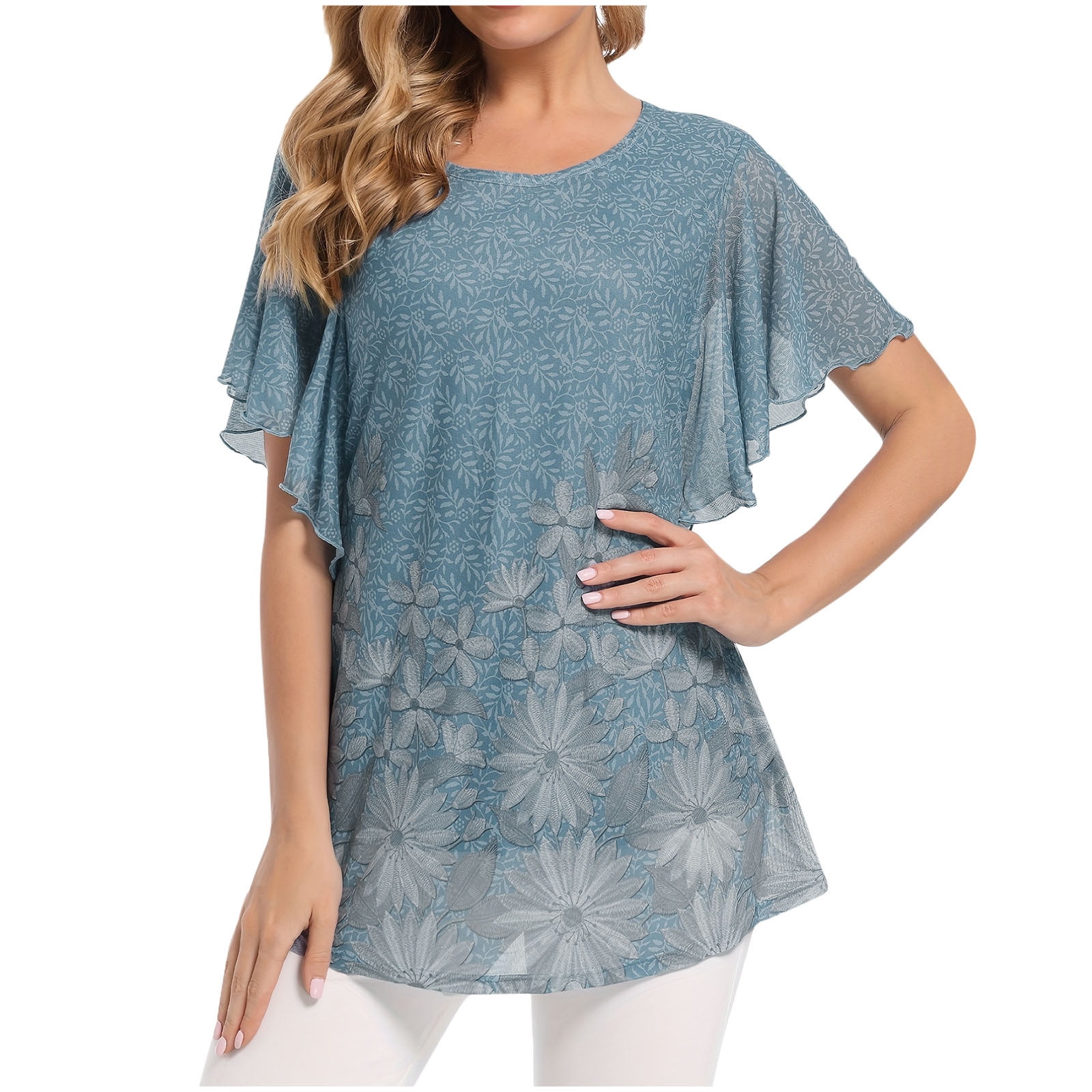 SYMOID Summer Tunics Top for Women 2025 Women's Scoop Neck Shirts Tops ...