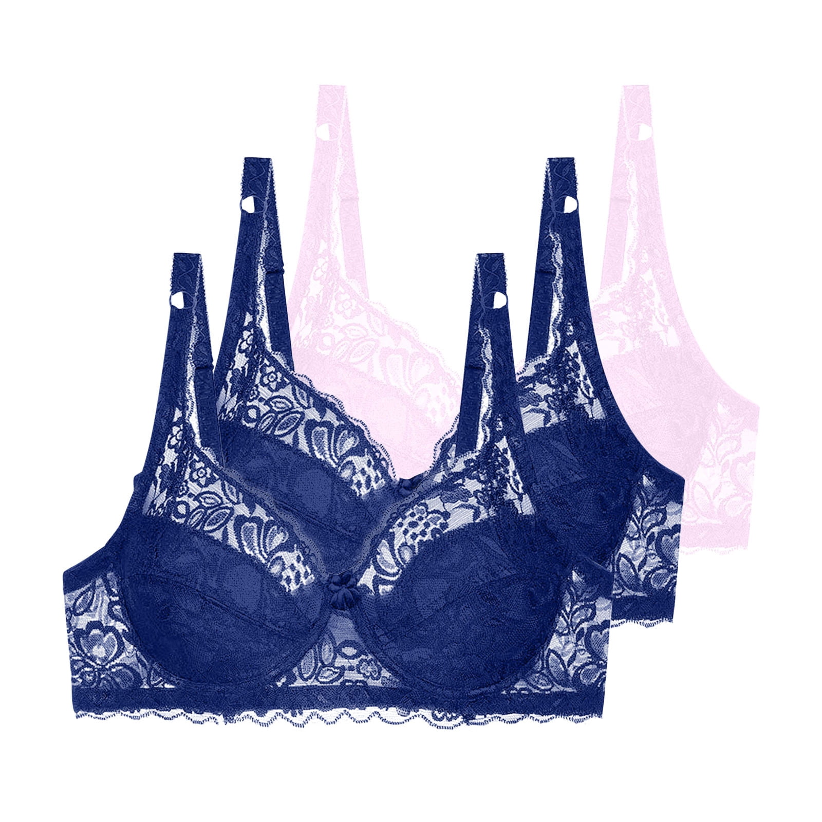 SYMOID Womens 3-Pack Underwire Lace Bras - Soft Stretch Polyester ...