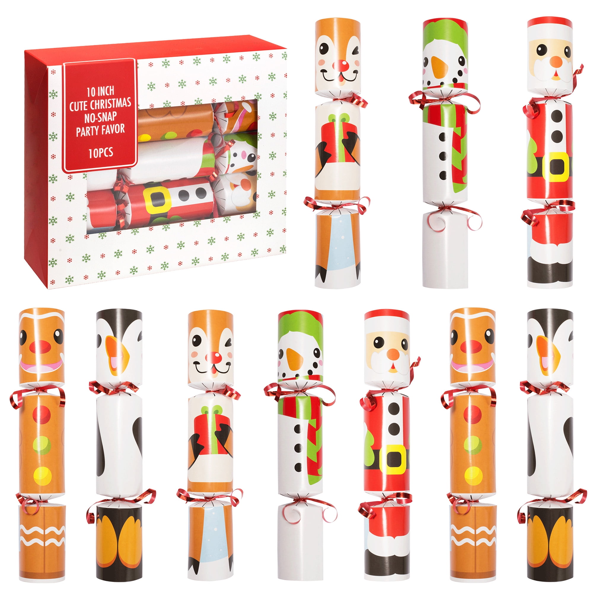 SYNCFUN 10" Christmas Crackers Party Table Favor, 10 Pcs No Snap Cute Christmas Characters ...