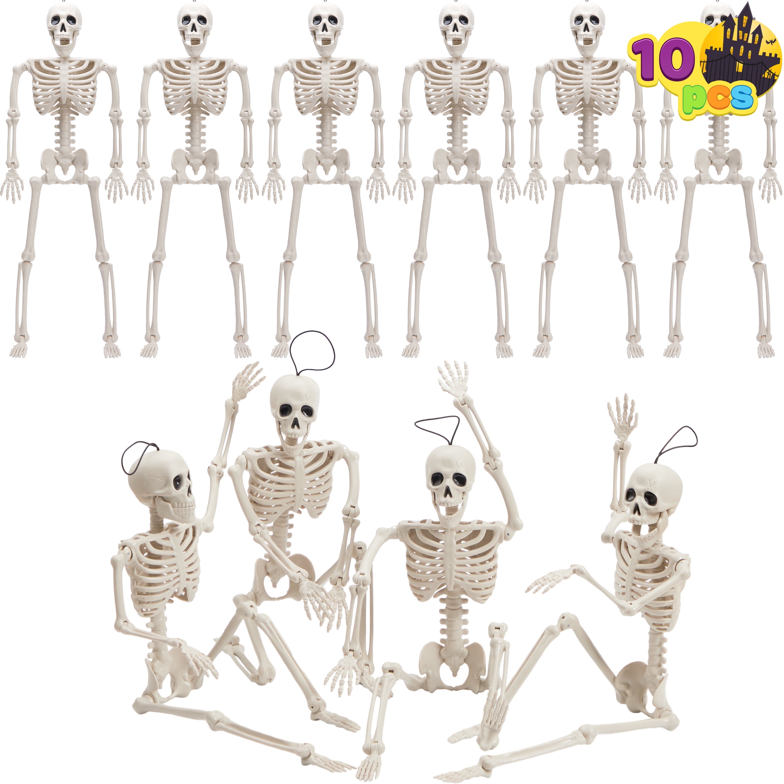 Joyfy 10 Pcs Skeleton Halloween Decorations,16 Inch Full Body Poseable ...