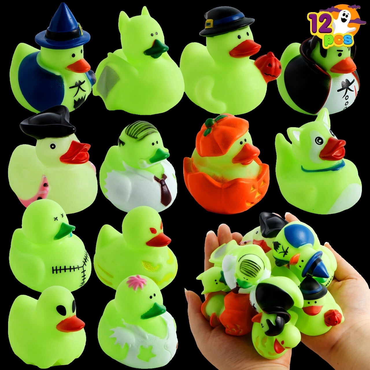 SYNCFUN 12 Pcs Halloween Rubber Ducks,Halloween Toys Glow-in-The-Dark ...