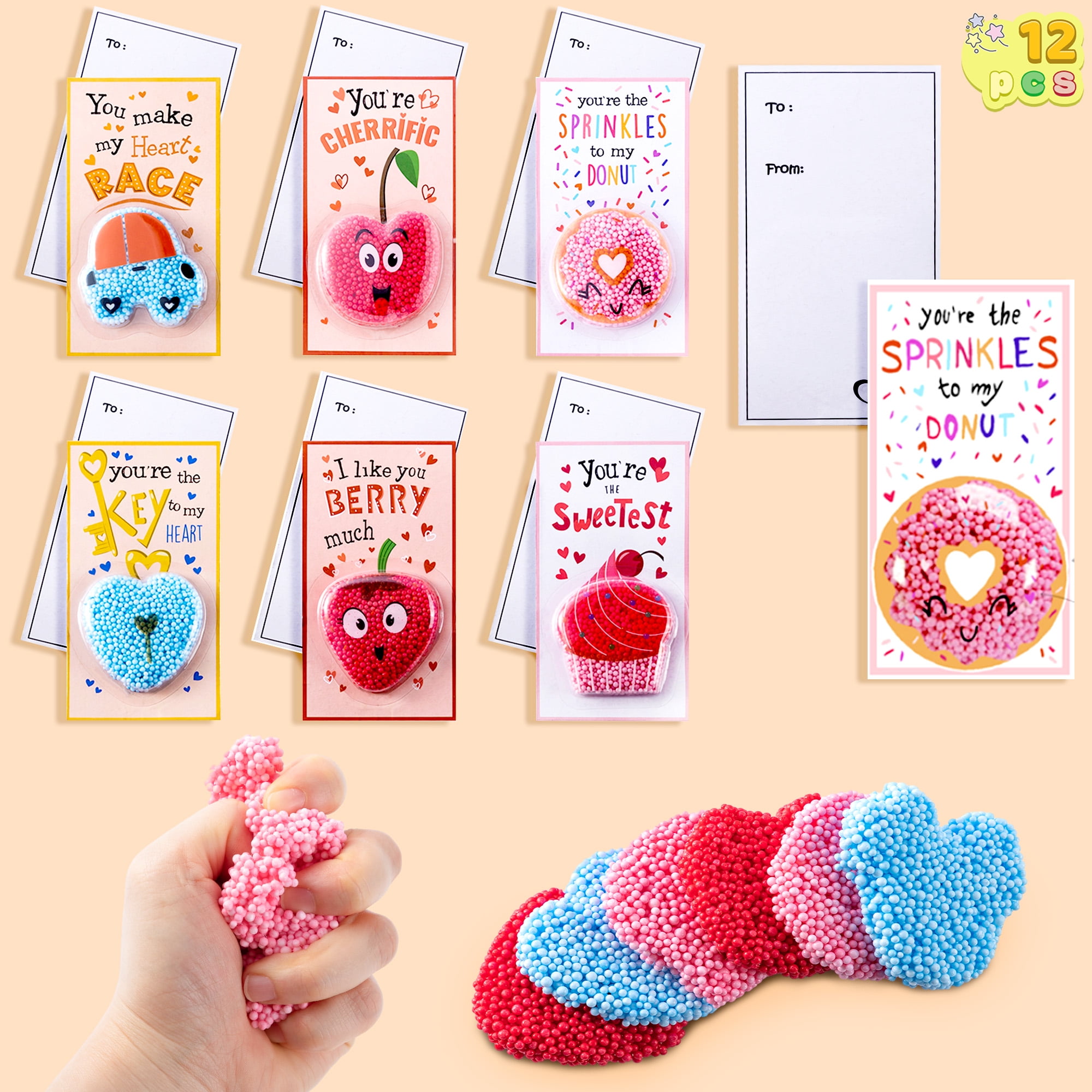 SYNCFUN 12 Pcs Valentines Foam Squishy Toys for Kids, Fun Gifts Stress ...