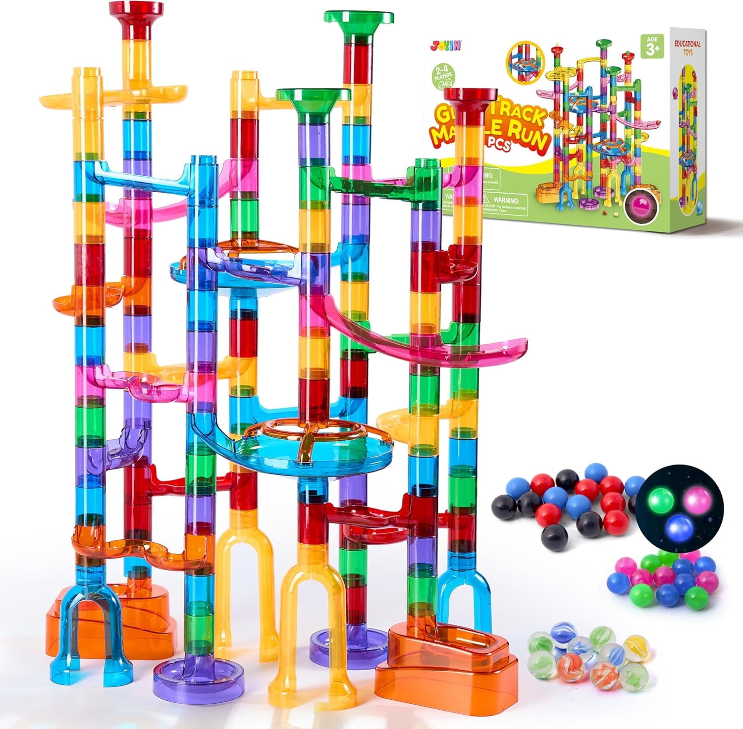 Joyfy 137Pcs Glowing Marble Run - STEM Toy Construction Building Blocks ...