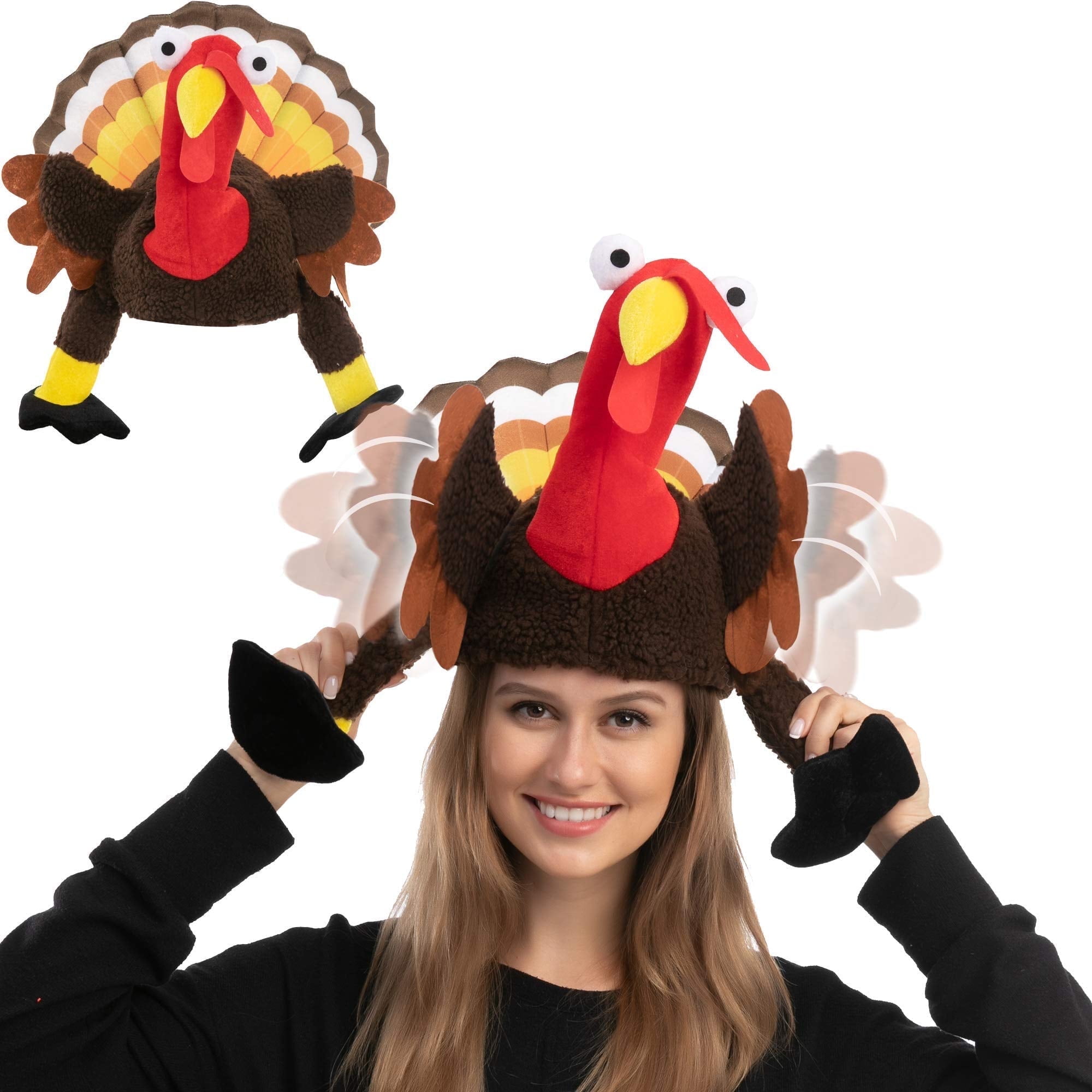 SYNCFUN 1Pcs Thanksgiving Turkey Hat for Adults Kids,with Moving Wings ...