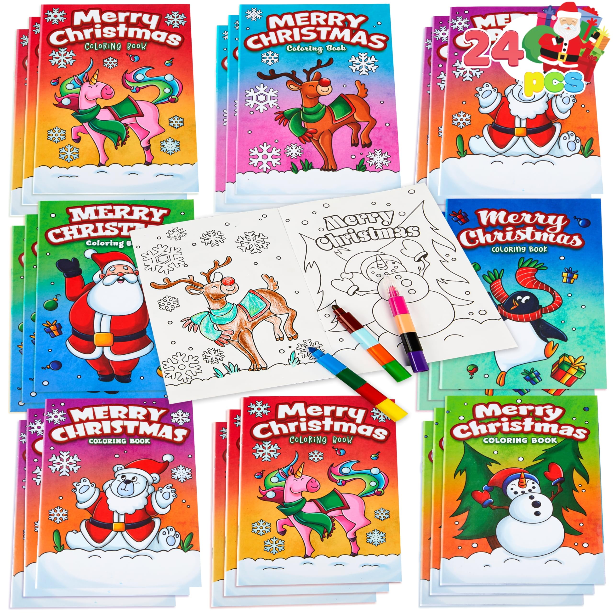 SYNCFUN 24 Pcs Christmas Coloring Book Bulk for Kids, Mini Christmas ...