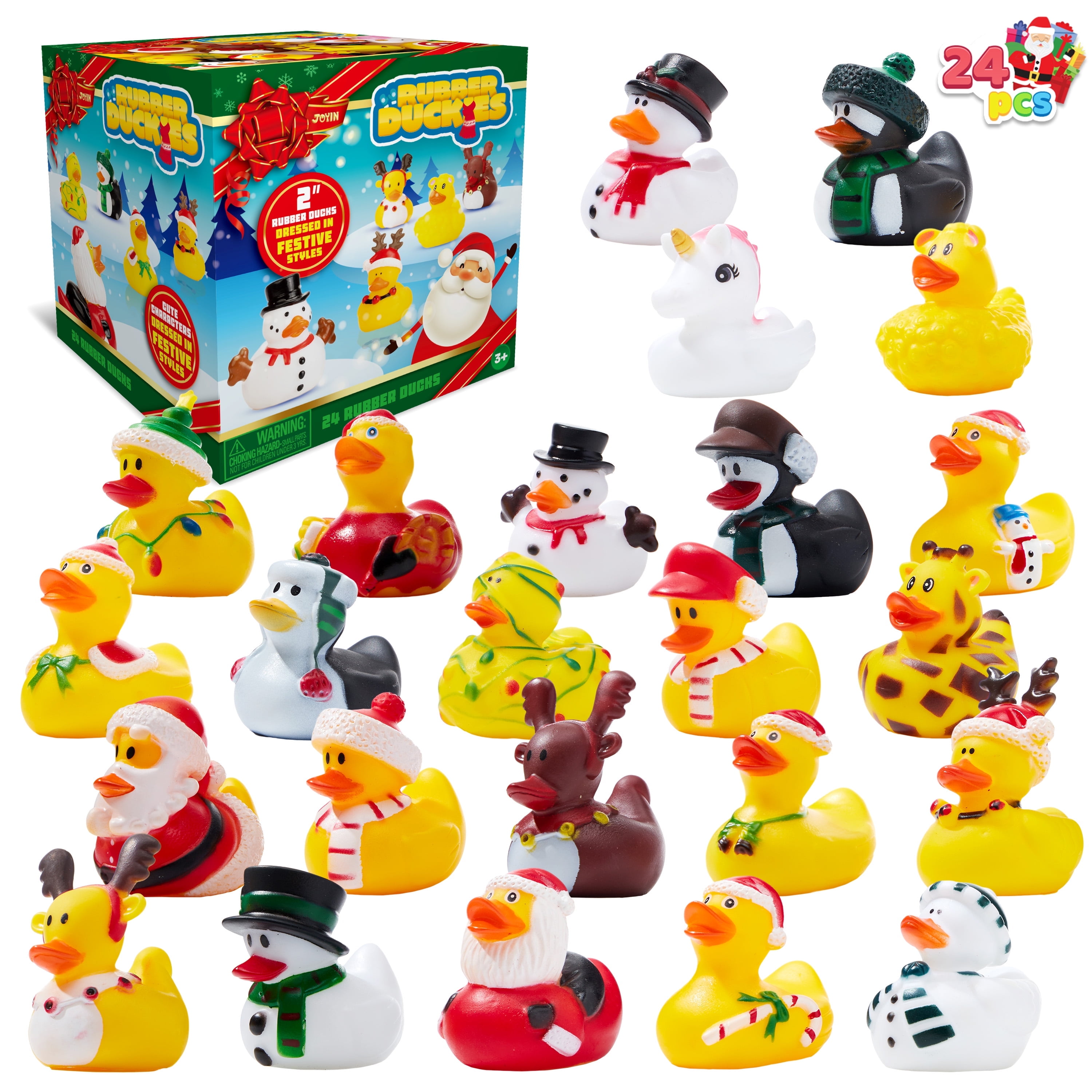 Joyfy 24 Pcs Cute Christmas Rubber Ducks for Boys, Girls, Kids and ...