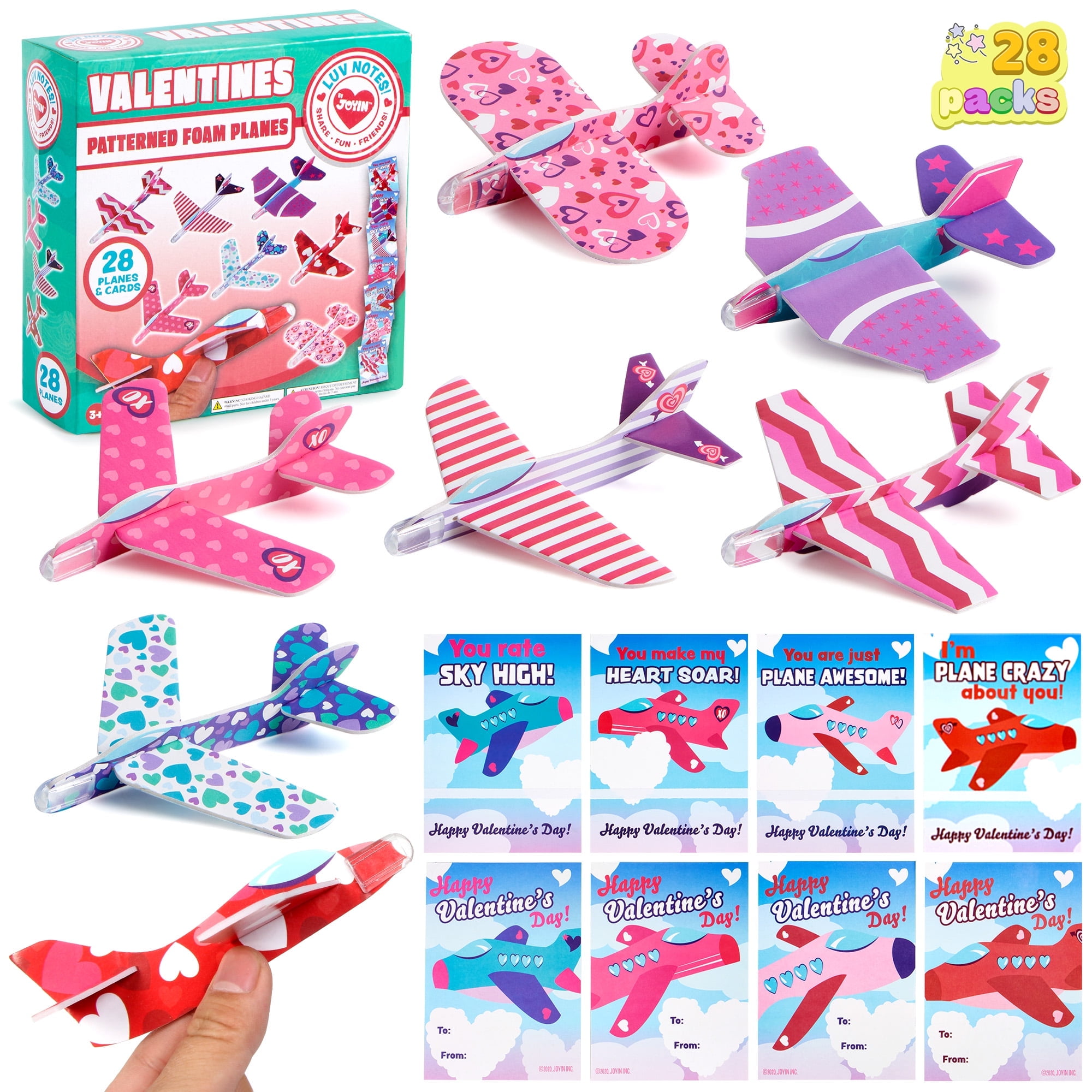 SYNCFUN 28 Packs Valentines Day Foam Airplanes Toy Class for Children ...