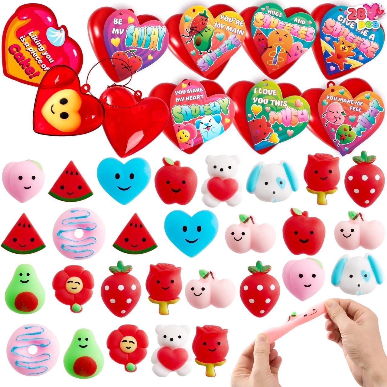 SYNCFUN 28 Pack Valentines Day Toys, Mochi Squishy Stress Relief Gifts ...