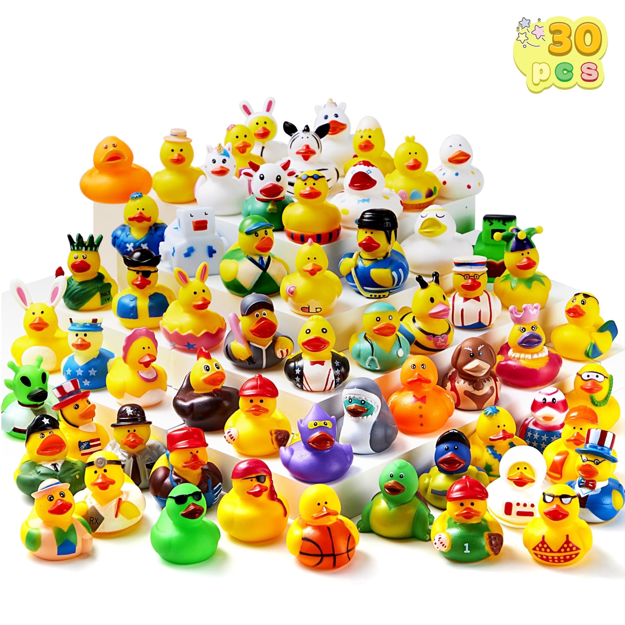 SYNCFUN 30 Pcs Mini Rubber Ducks for Bath, Shower, Pool, Birthday Party ...