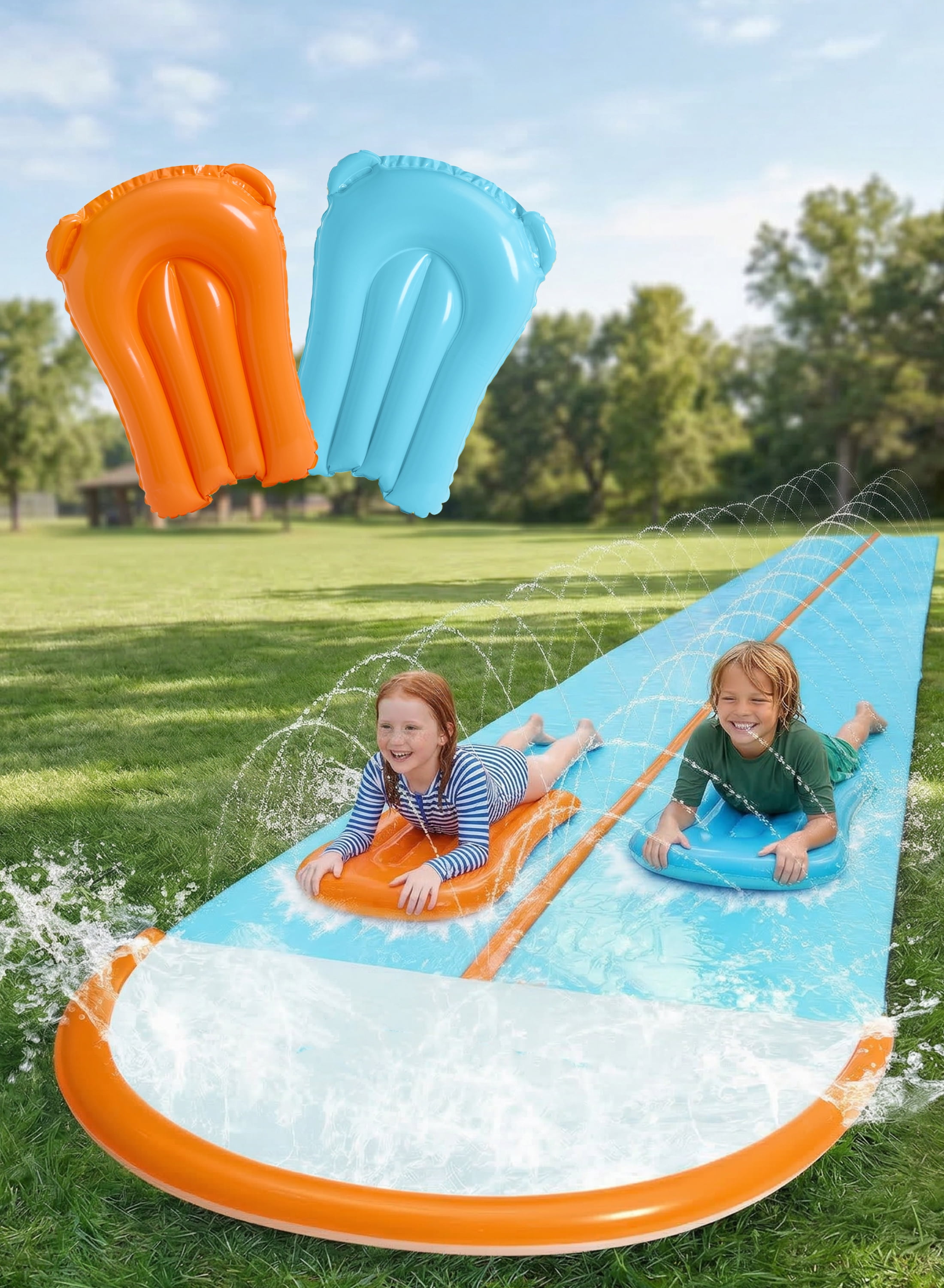 SYNCFUN Water Slide 32.5ft Extra Long Backyard Water Slide with ...