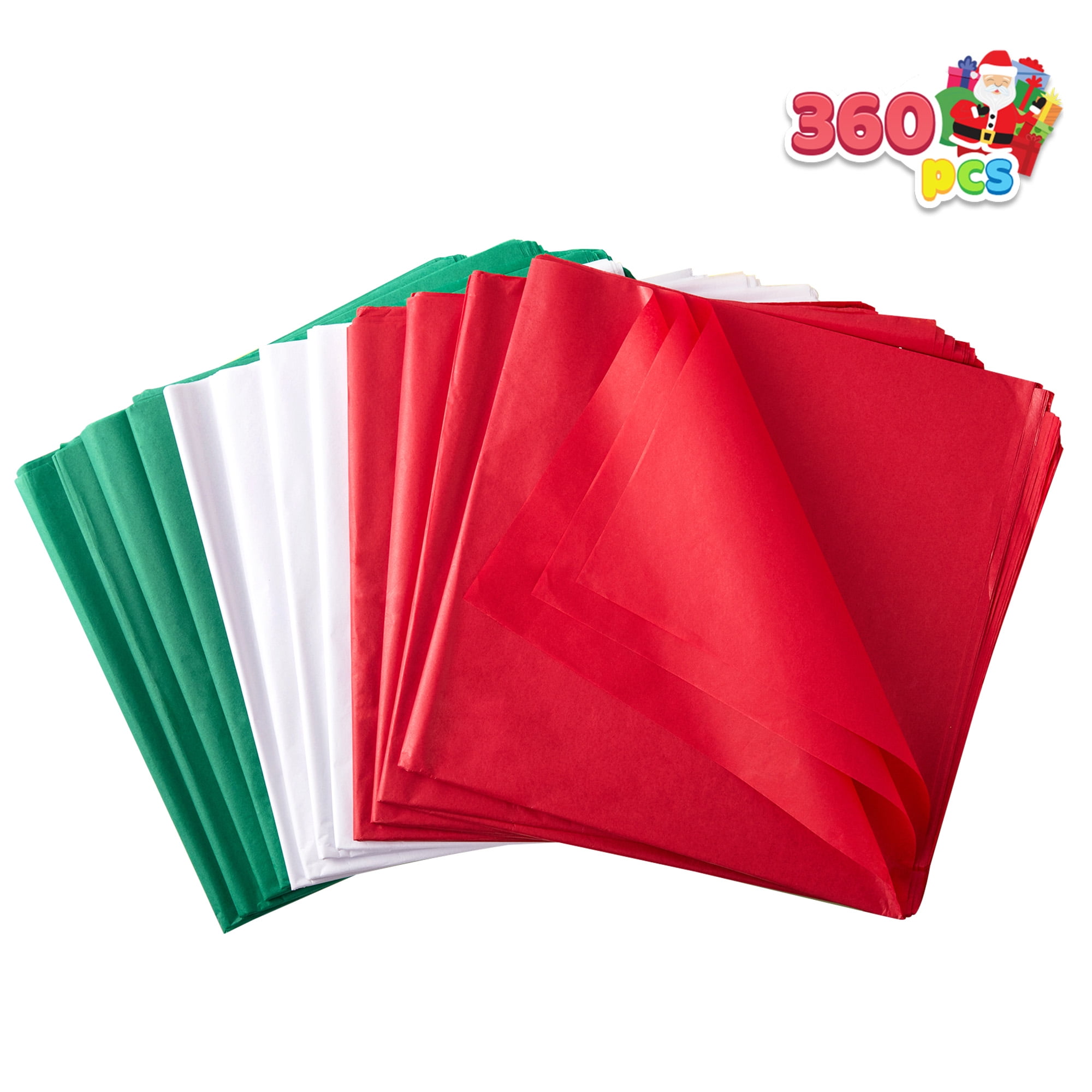 SYNCFUN 360 Sheets Christmas Tissue Paper Bulk Assortment (Red, Green ...