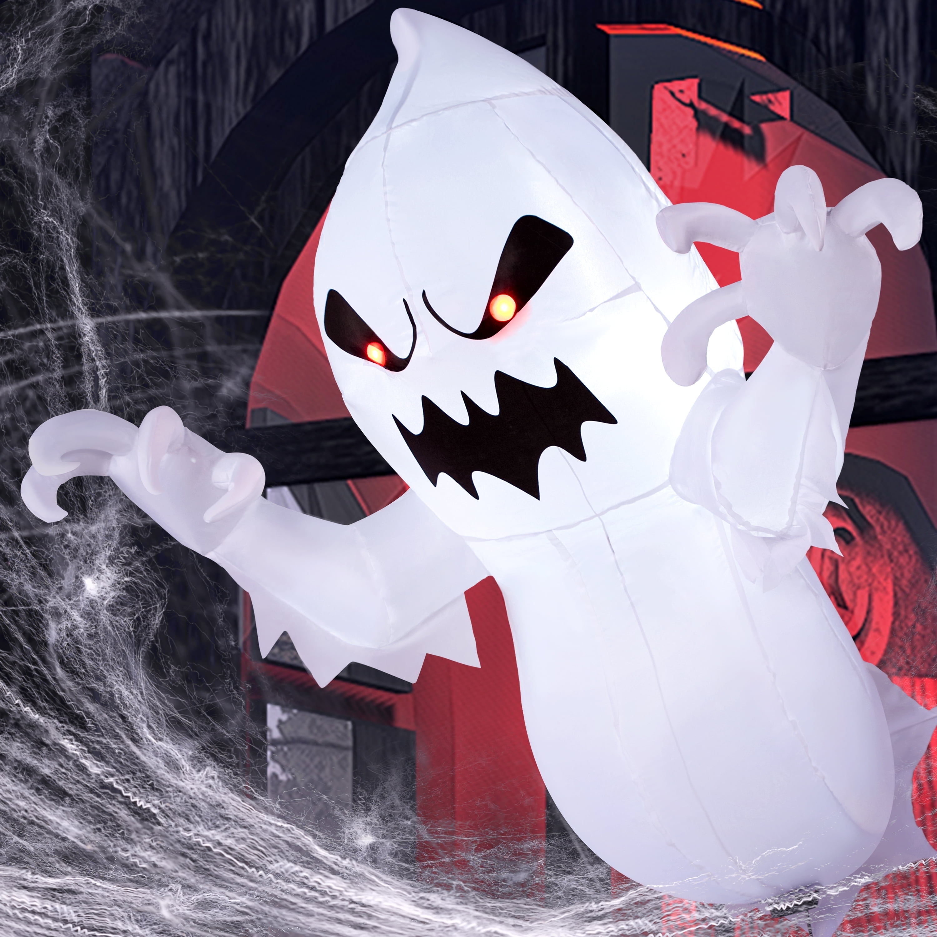 Joyfy 4.5 FT Halloween Inflatable Outdoor Scary Flying Ghost Broke Out ...