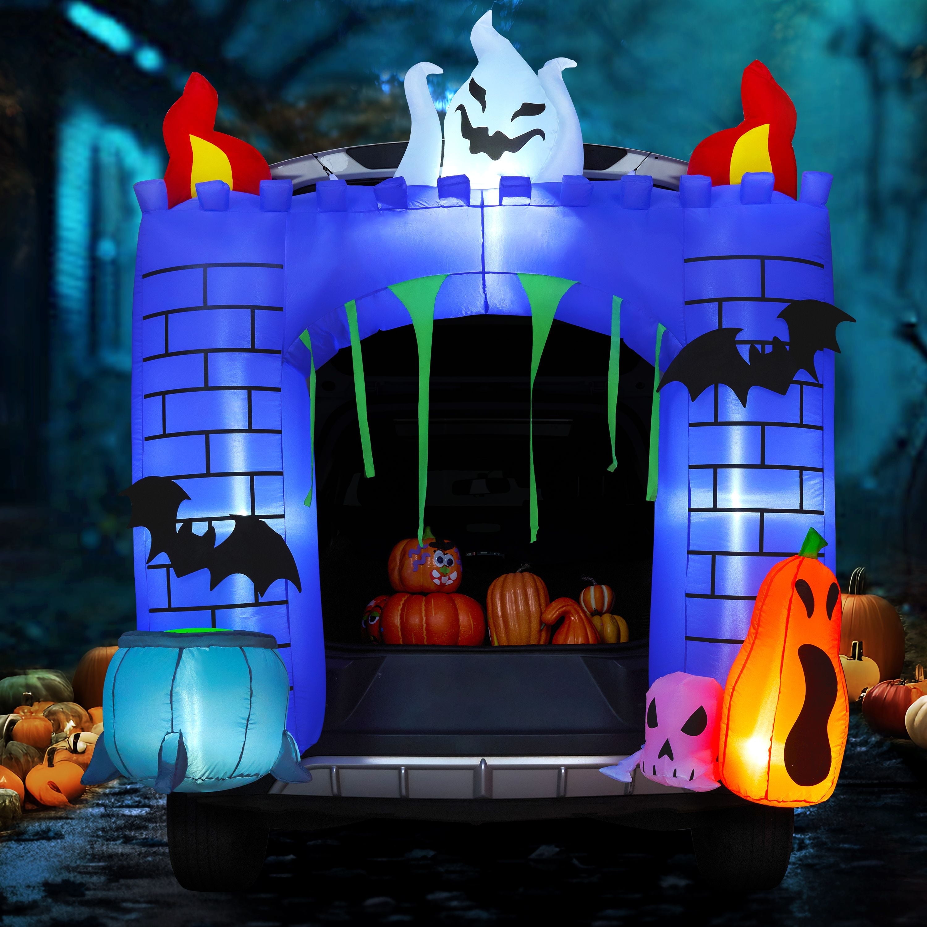 Joyfy 6 FT Halloween Inflatable Haunted Castle Decoration,Trunk or ...