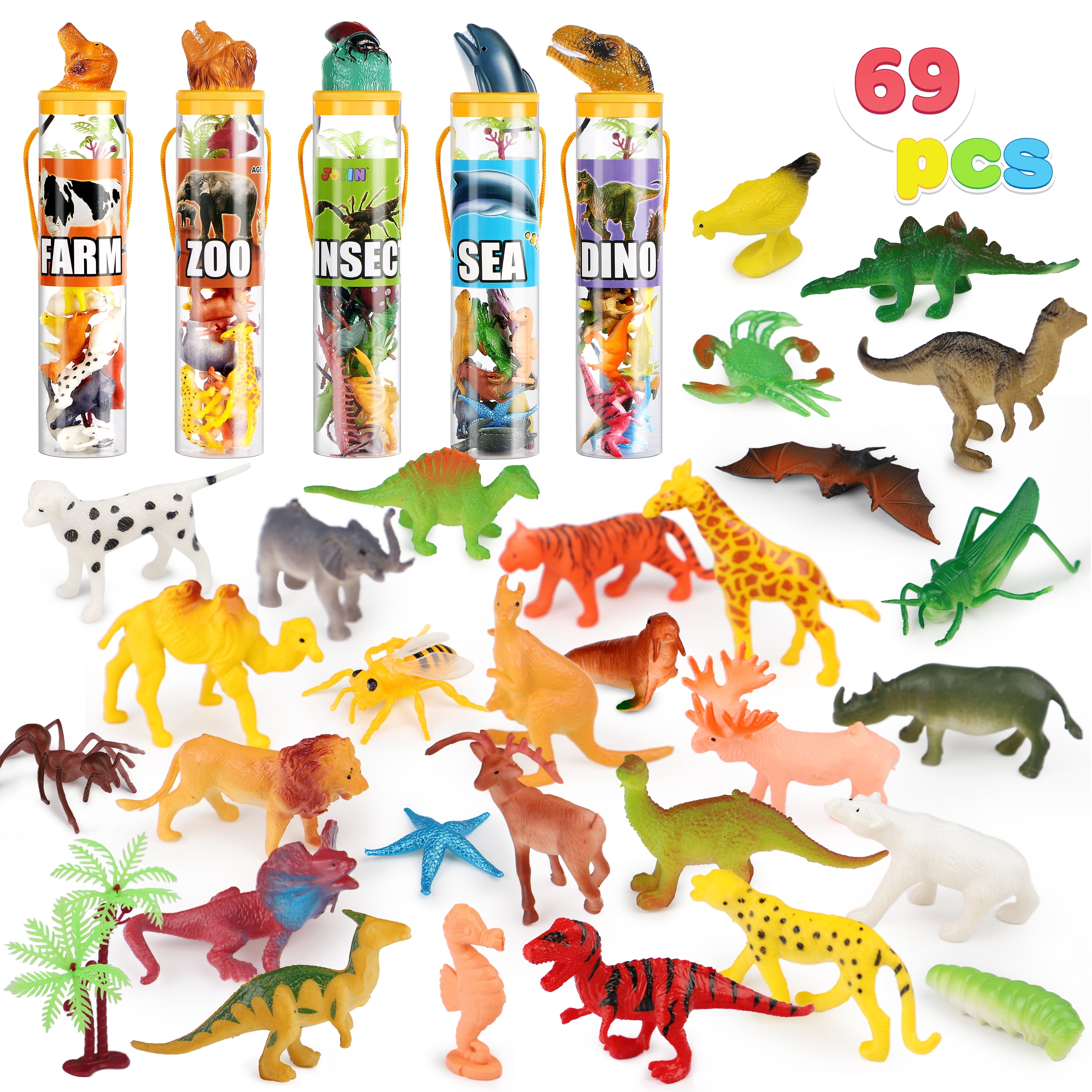 Free Shipping! SYNCFUN 69Pcs Small Animal Figures Set Assorted Mini ...