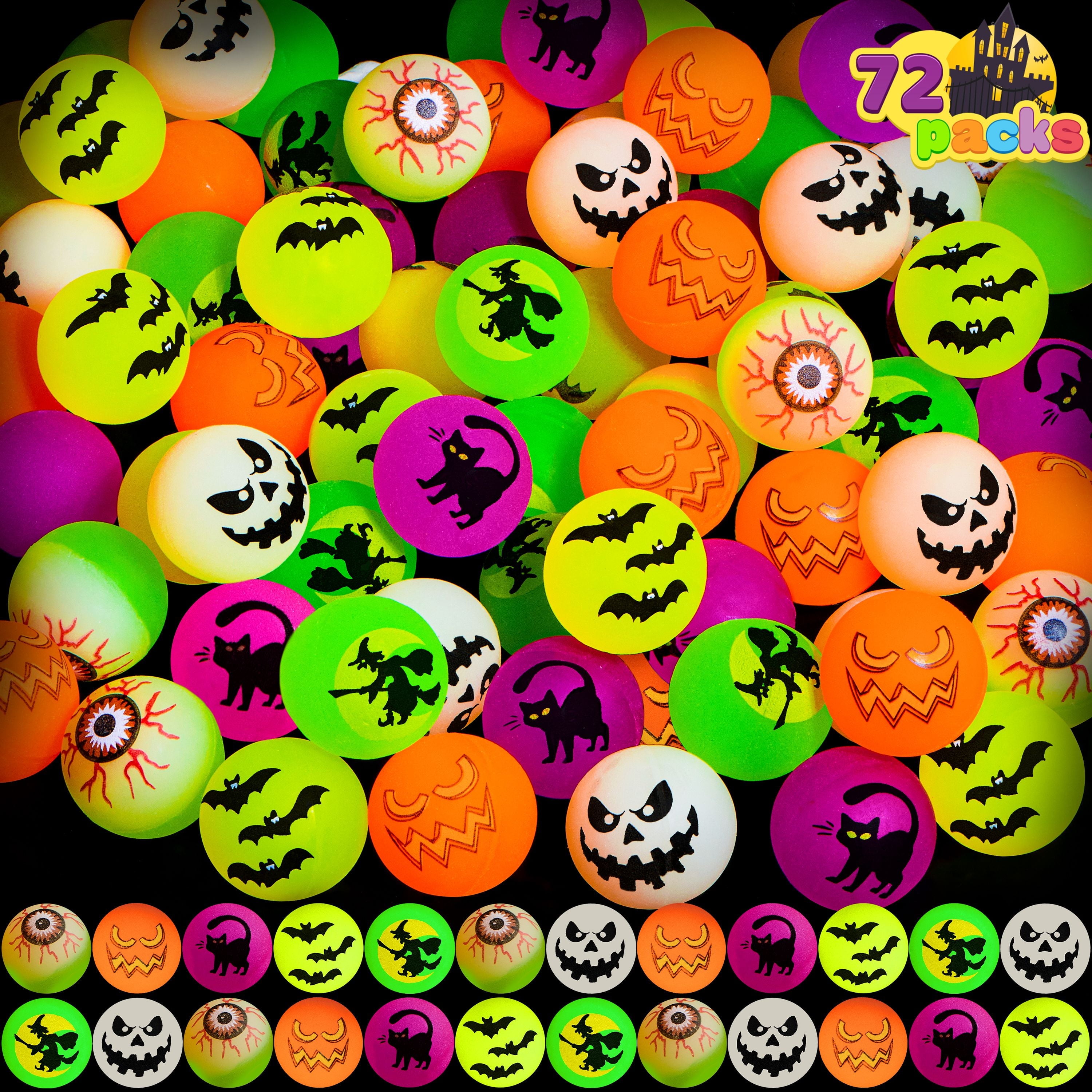 Joyfy 72 Pcs Halloween Bouncy Balls,20 Designs Glow in The Dark Bouncy ...