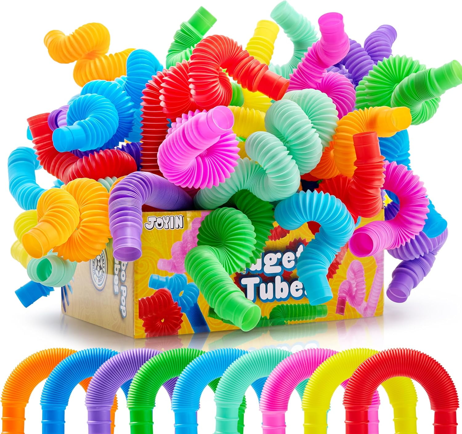 SYNCFUN 9 Pack Large Pop Tubes Sensory Toys, Stretchy, Connectable ...