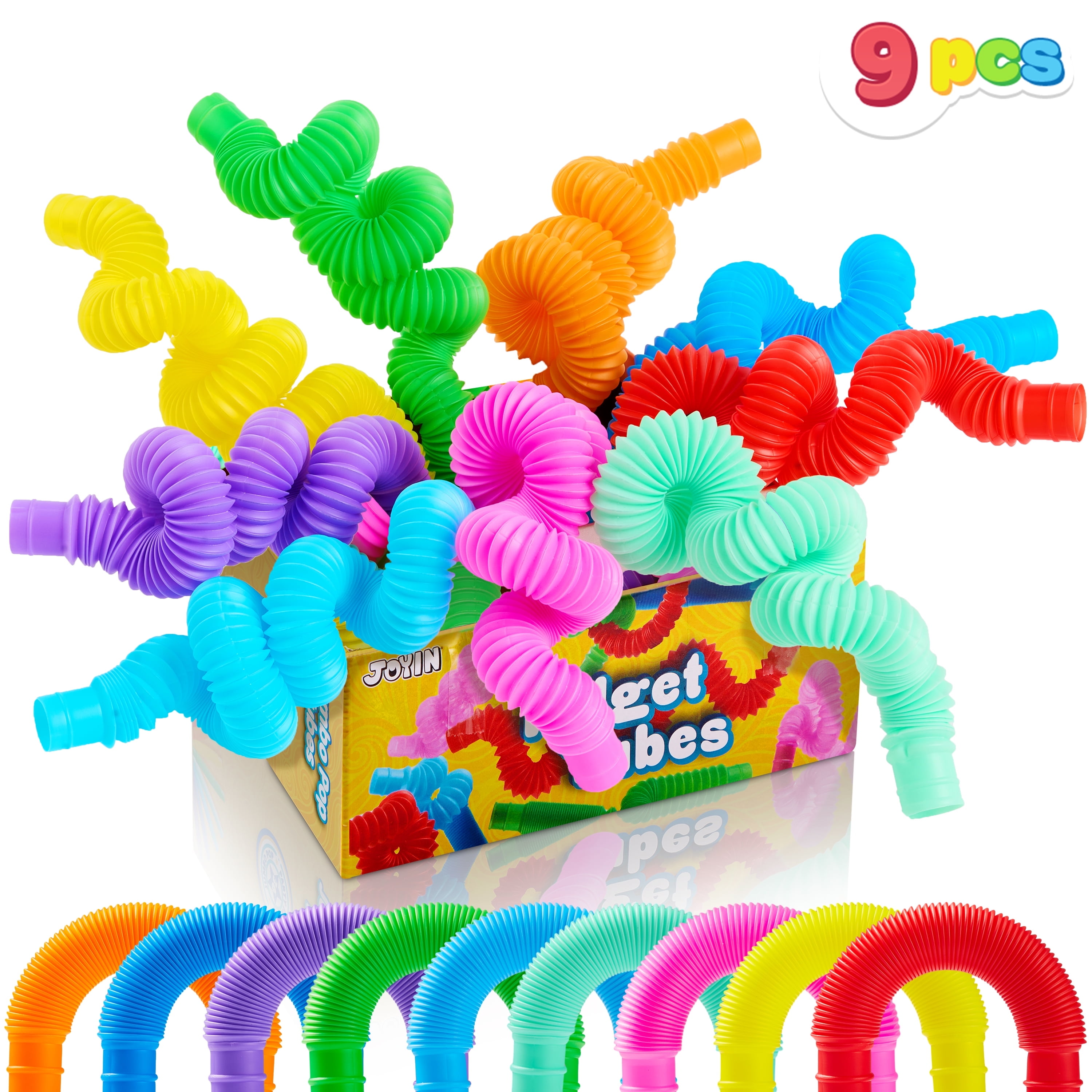 SYNCFUN 9 Pack Large Pop Tubes Sensory Toys Up to 27.5" Fidget Tubes ...