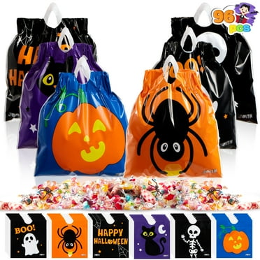 SYNCFUN 72 Pcs Halloween Bags,Halloween Treat Bags Plastic Trick or ...