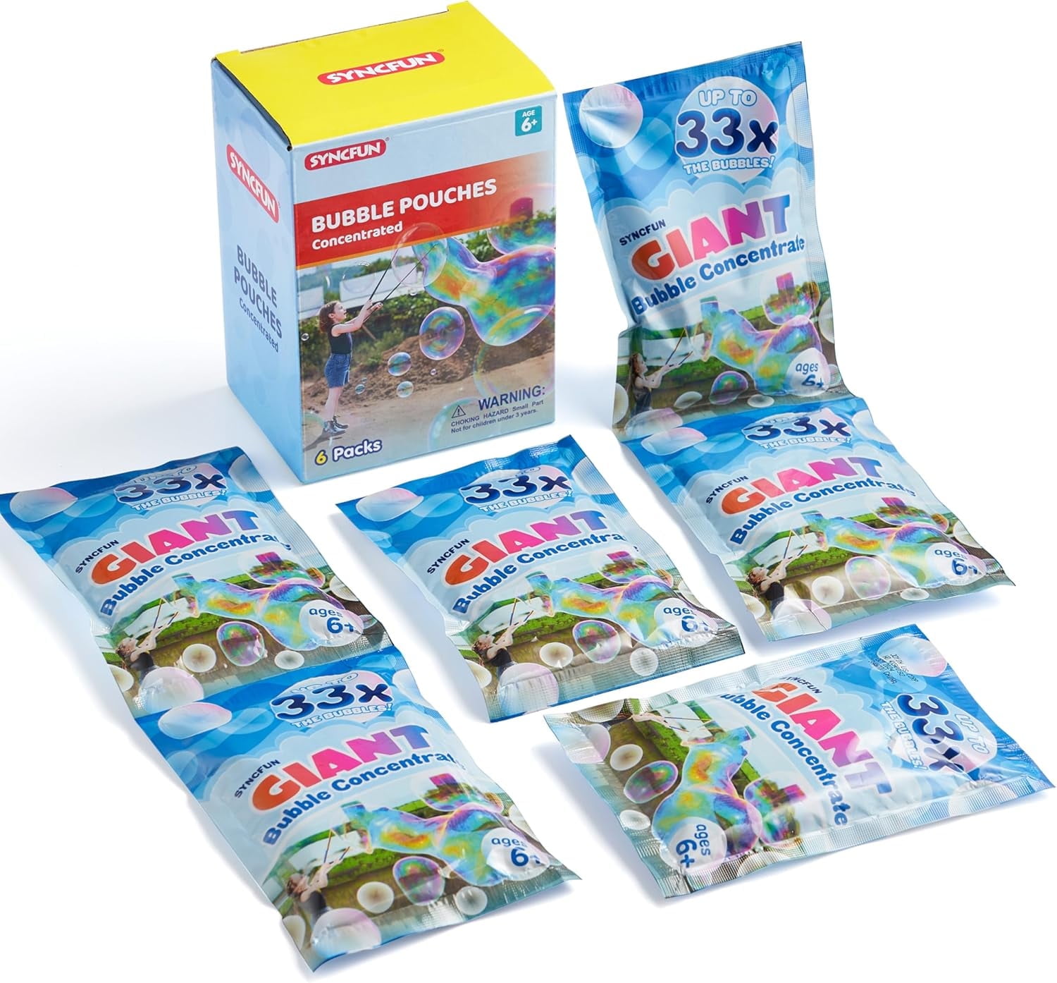 SYNCFUN Bubble Solution Concentrated 6 Giant Pack Bubble Refill for ...