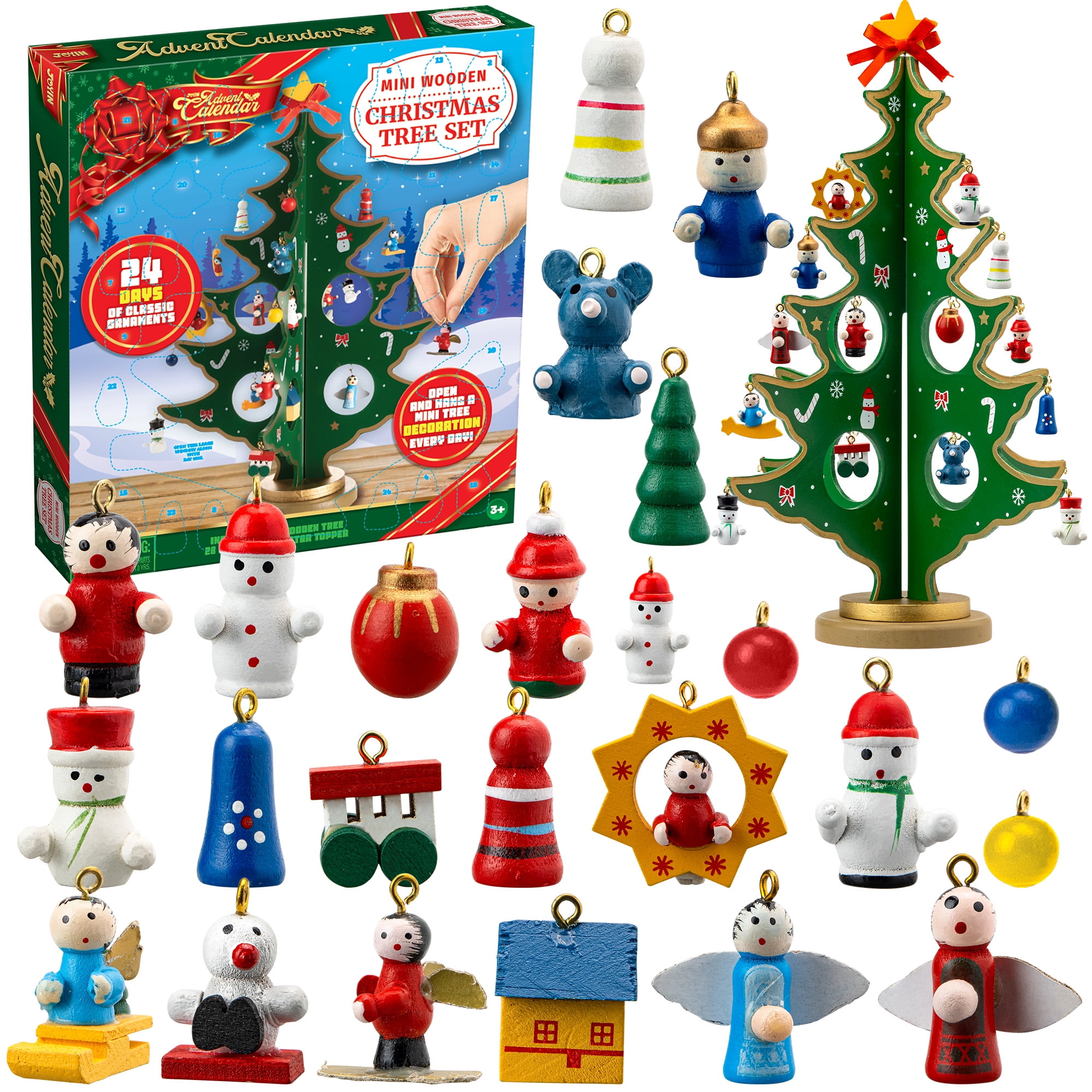 SYNCFUN Christmas Countdown Advent Calendar 2024 with a Tabletop Wooden ...