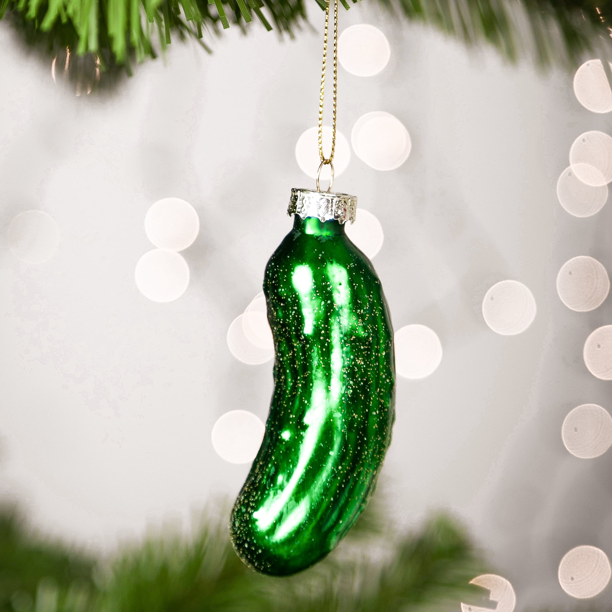 SYNCFUN Christmas Pickle Glass Ornament, Xmas Glass Blown Food Ornament ...