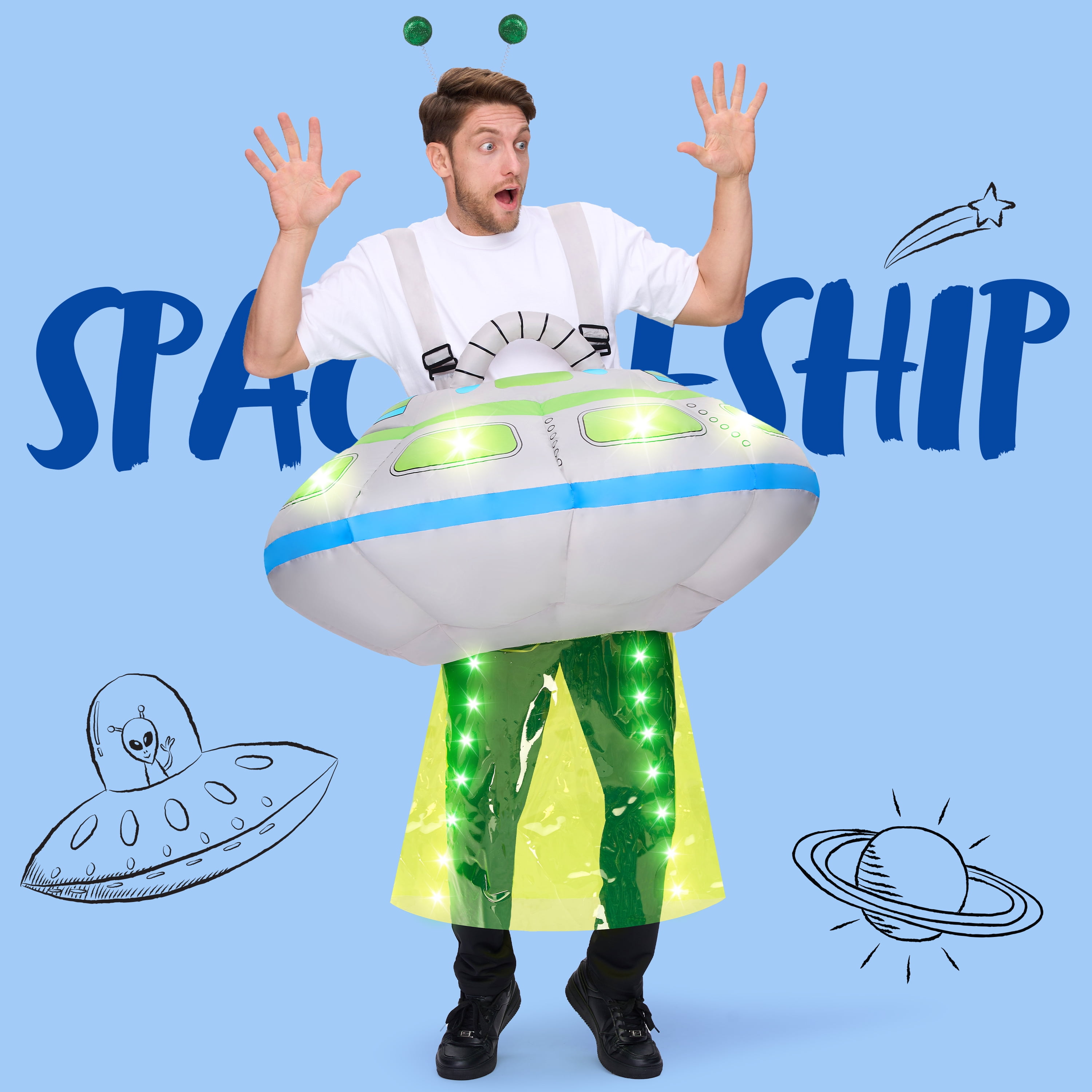 SYNCFUN Inflatable Costumes for Adults, Light-Up Spaceship Halloween ...