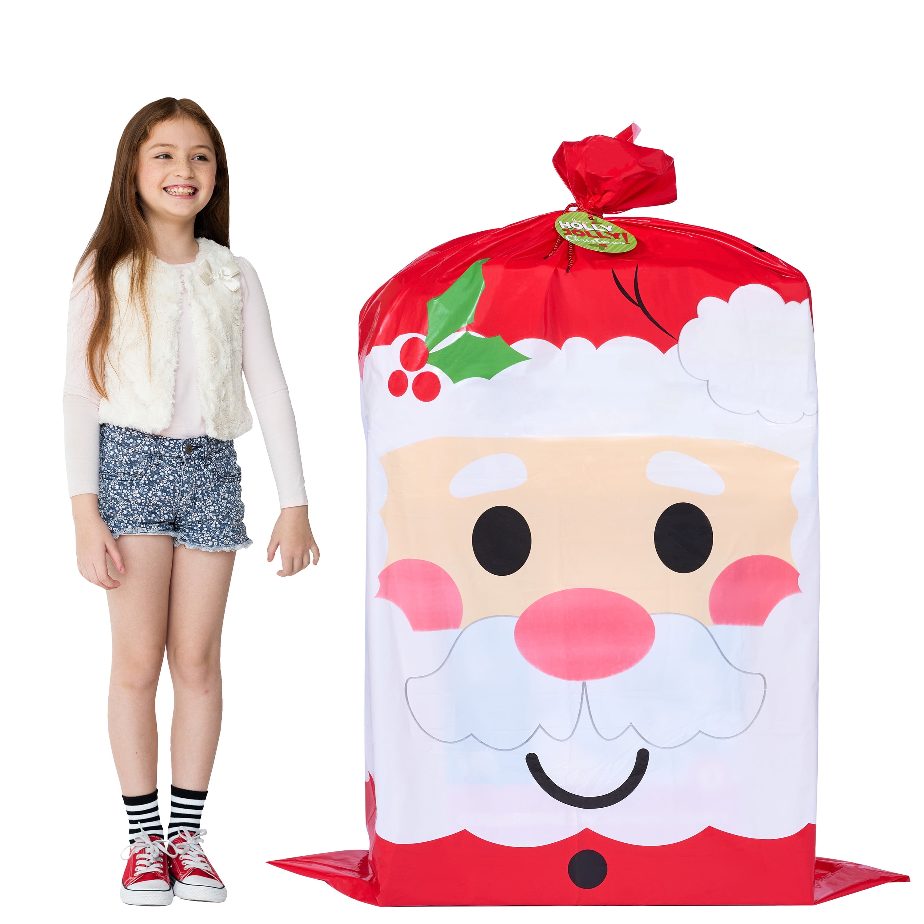 Joyfy Jumbo Christmas Santa Gift Bag Plastic Xmas Gift Wrapping Bag 56 ...