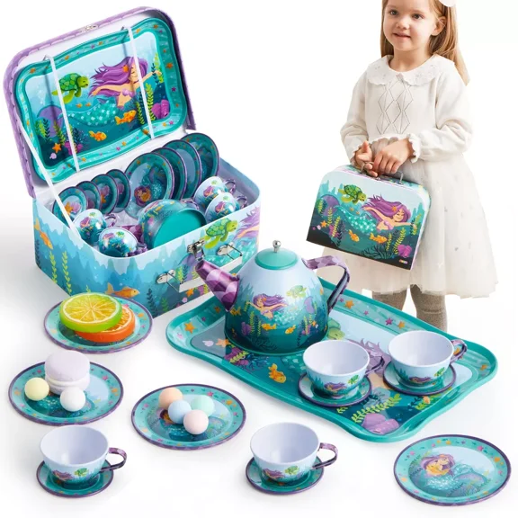 Disney Princess Elegant 13-Piece Tea Set for Magical Tea Party| Ariel ...